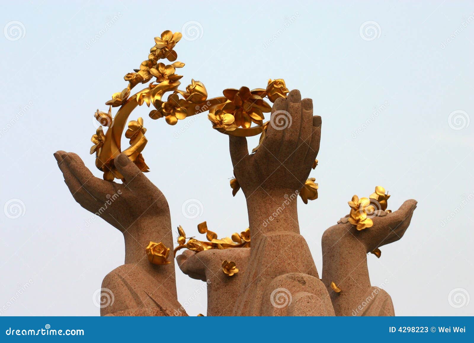 Golden Lotus Flowers and Hands Stock Image - Image of spirituality ...