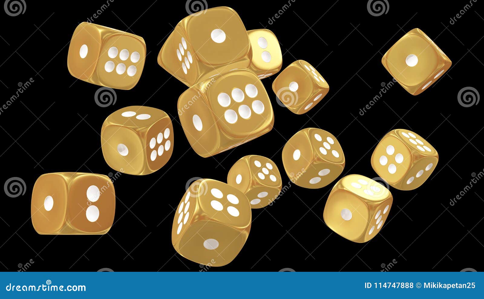 Golden Lucky Dice 3d Rendering Stock Illustration - Illustration of ...