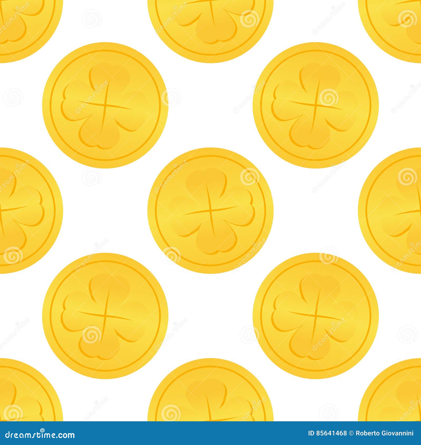 Golden Lucky Money Seamless Pattern Stock Vector - Illustration of ...