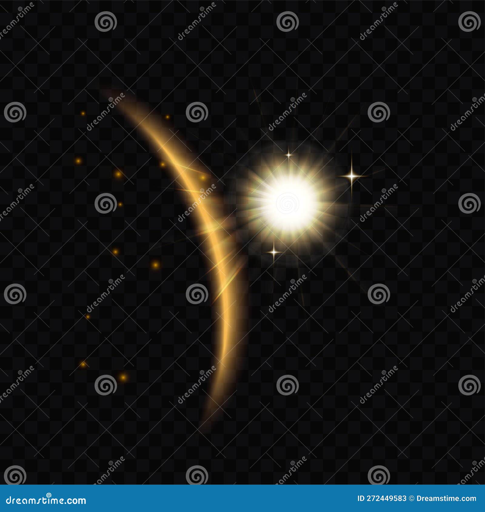 Golden Luminous Eclipse in Dark Space, Curve Planet Edge with Glowing ...