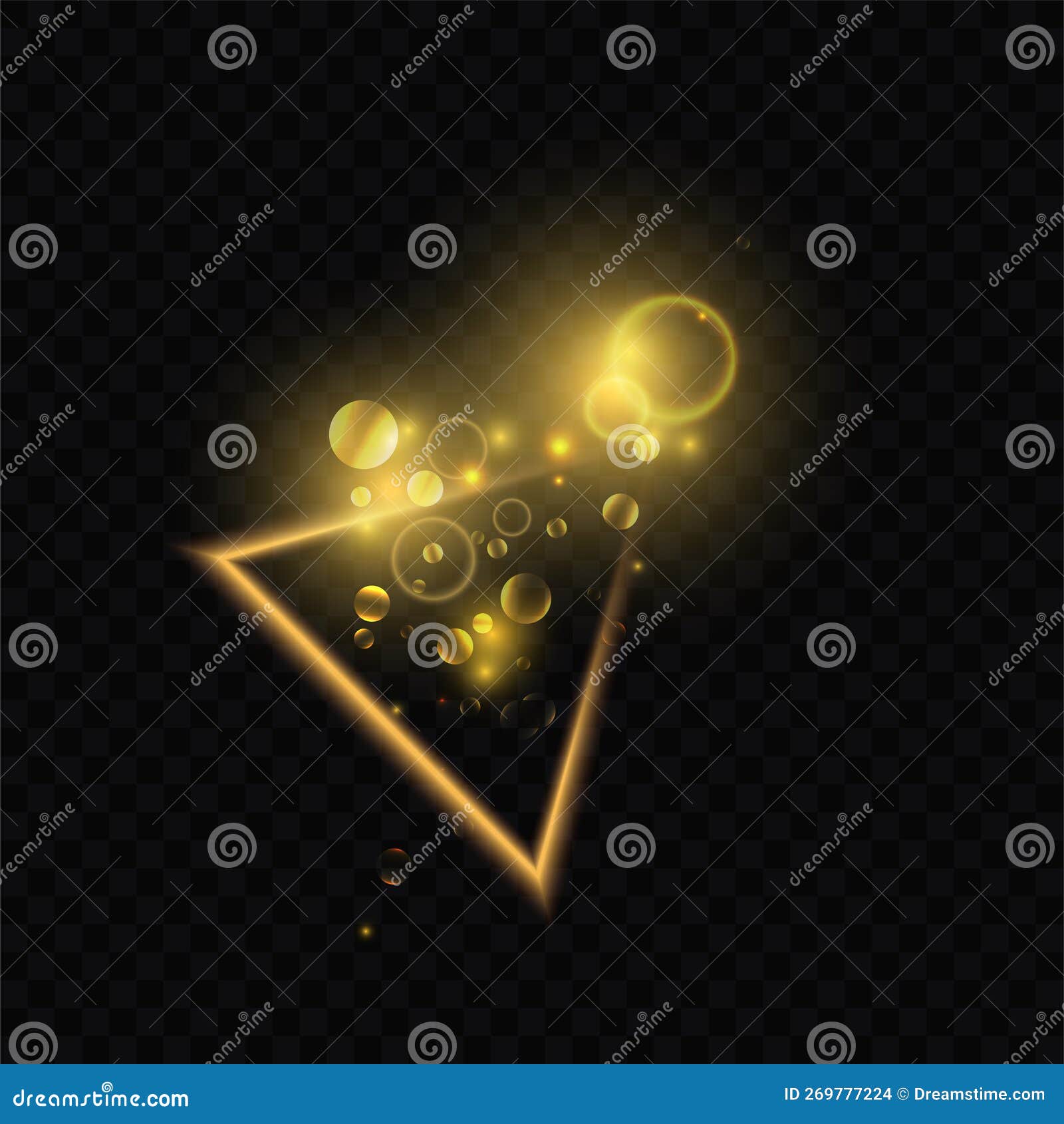 Golden Luminous Frame of Triangle Shape with Glowing Light Effect, Glow ...