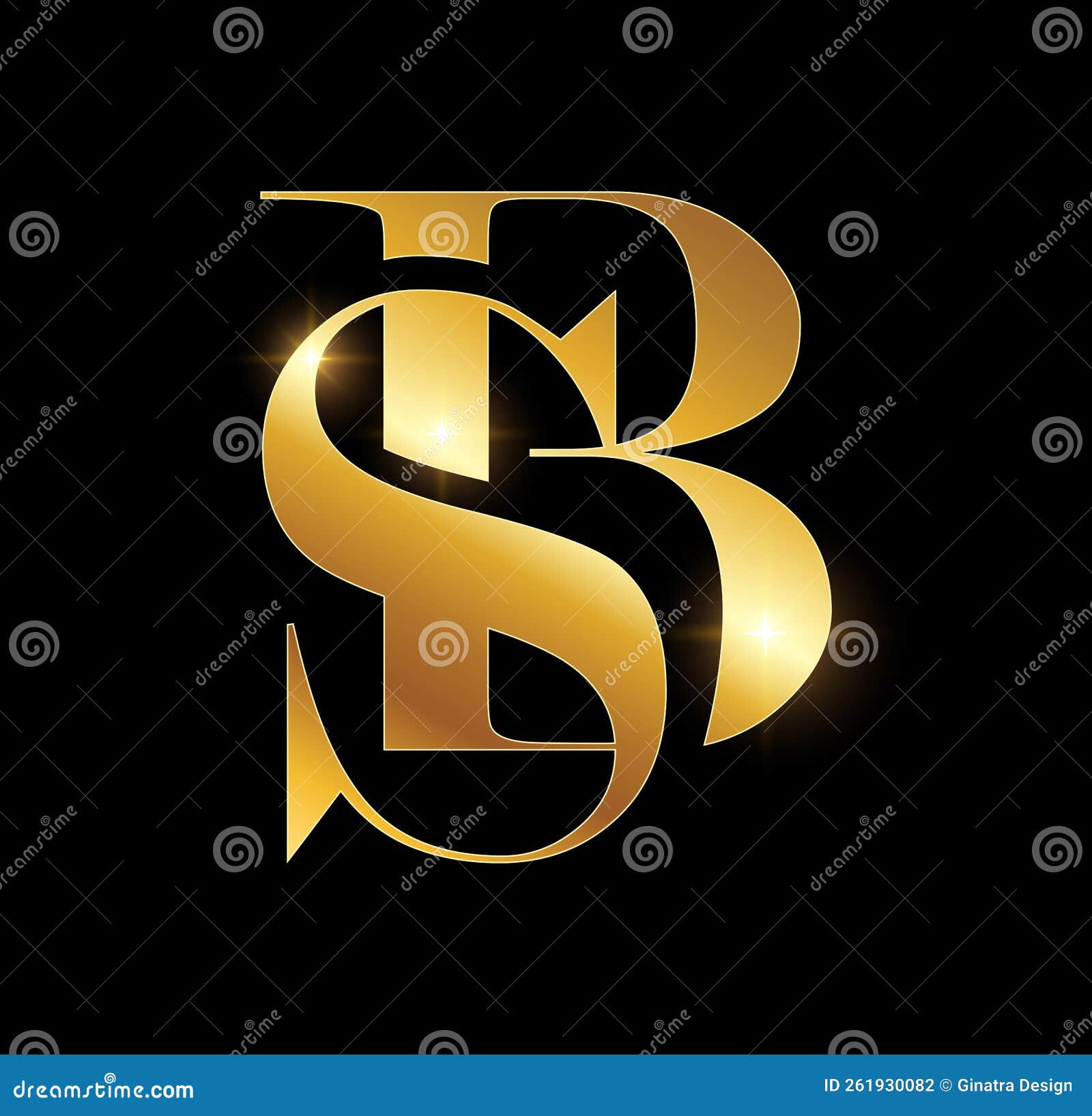Golden Luxury Monogram Logo Initial Letter SB Stock Vector ...