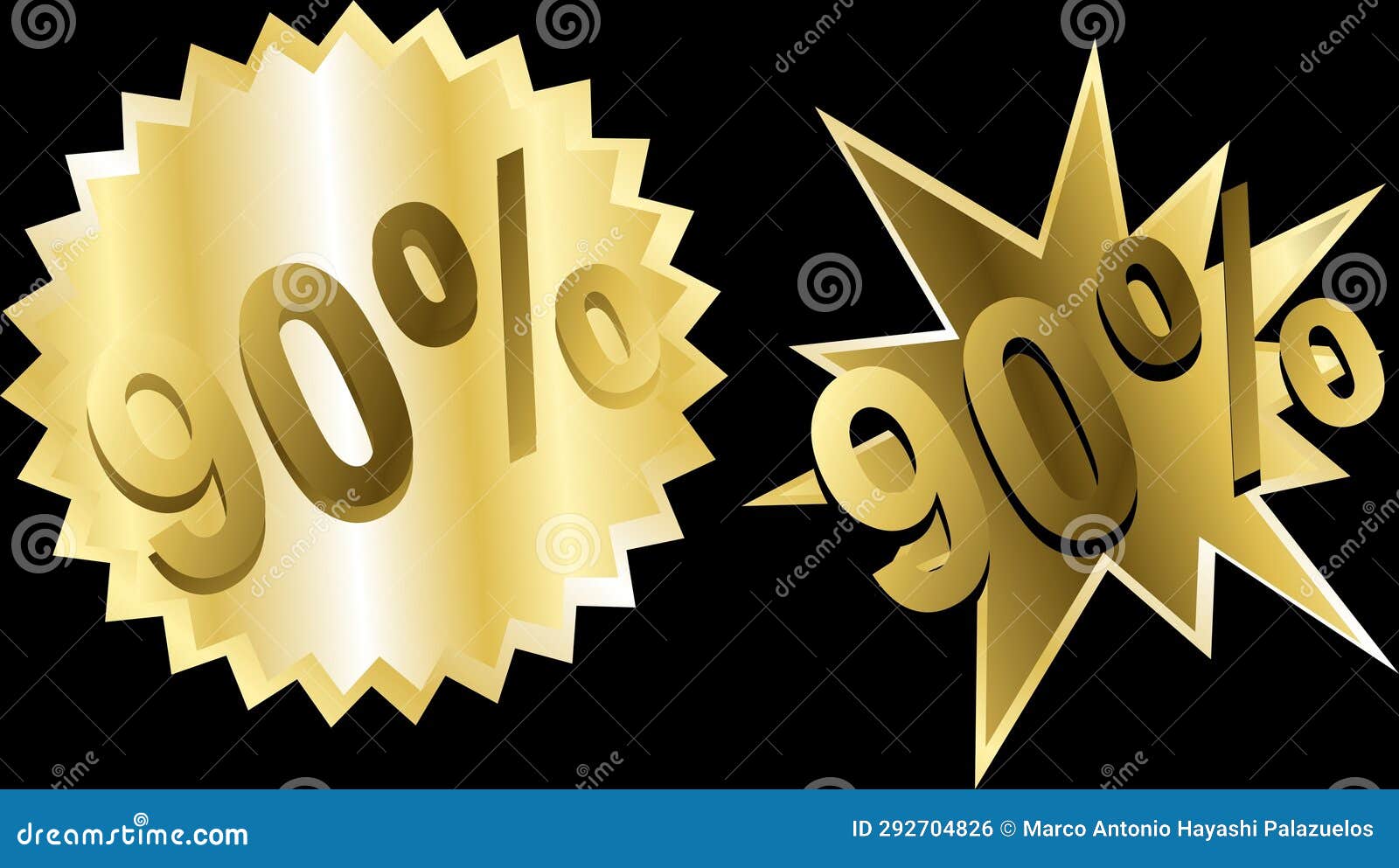 90 Golden Luxury Percent Number Sticker Pack Collection Stock Vector ...
