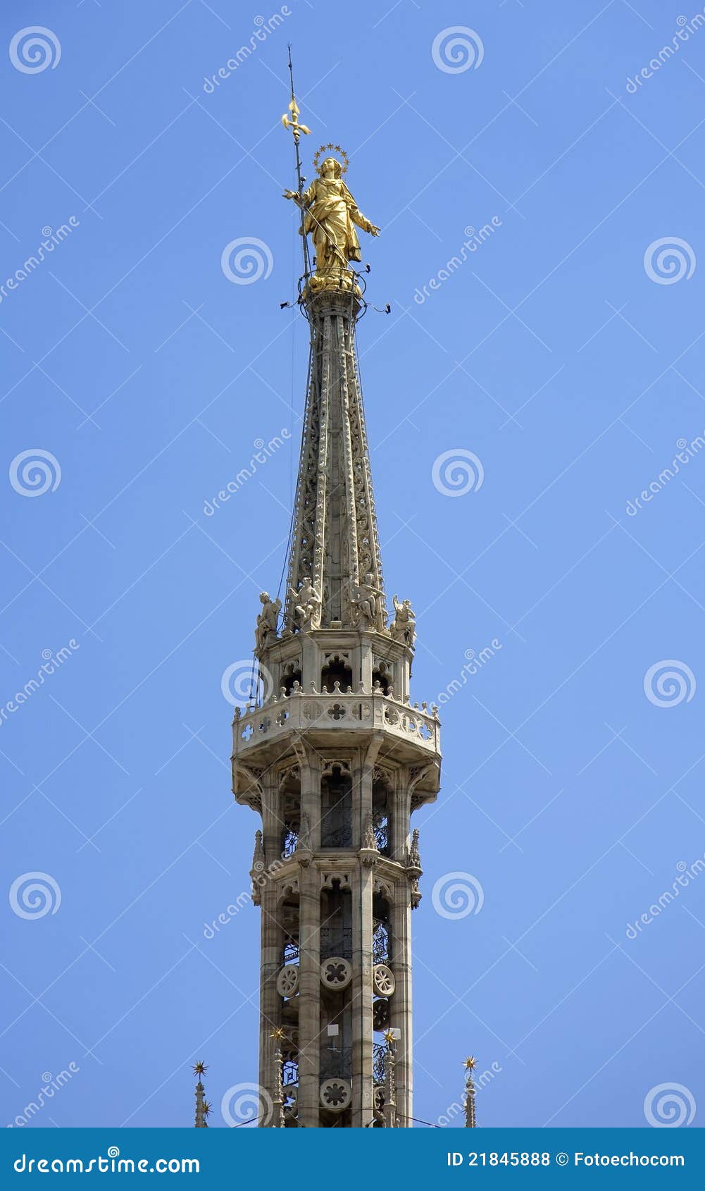 Golden Madonna at the Top of Milan Cathedral Stock Photo - Image of ...