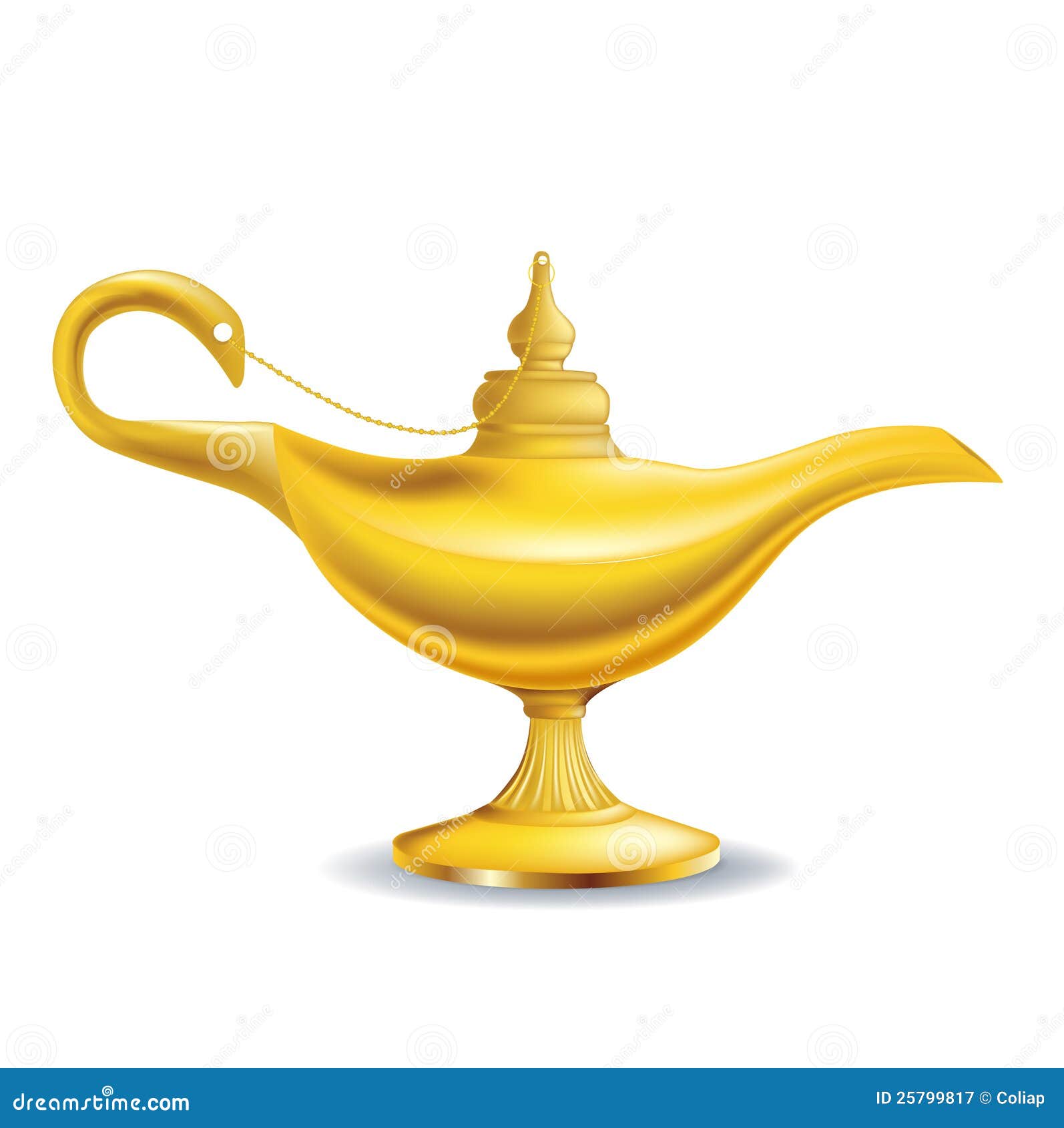Golden magic lamp stock vector. Illustration of genie - 25799817