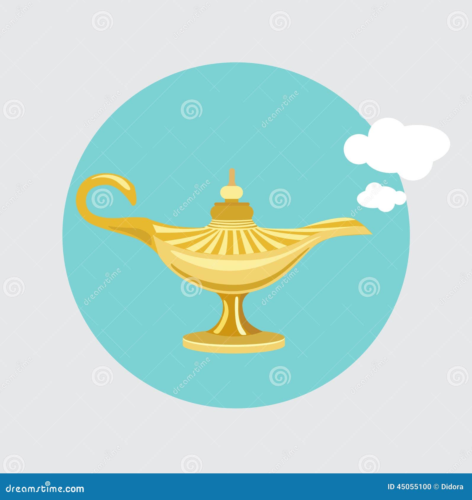 Golden Magic Lamp Flat Design Vector Stock Vector - Illustration of ...