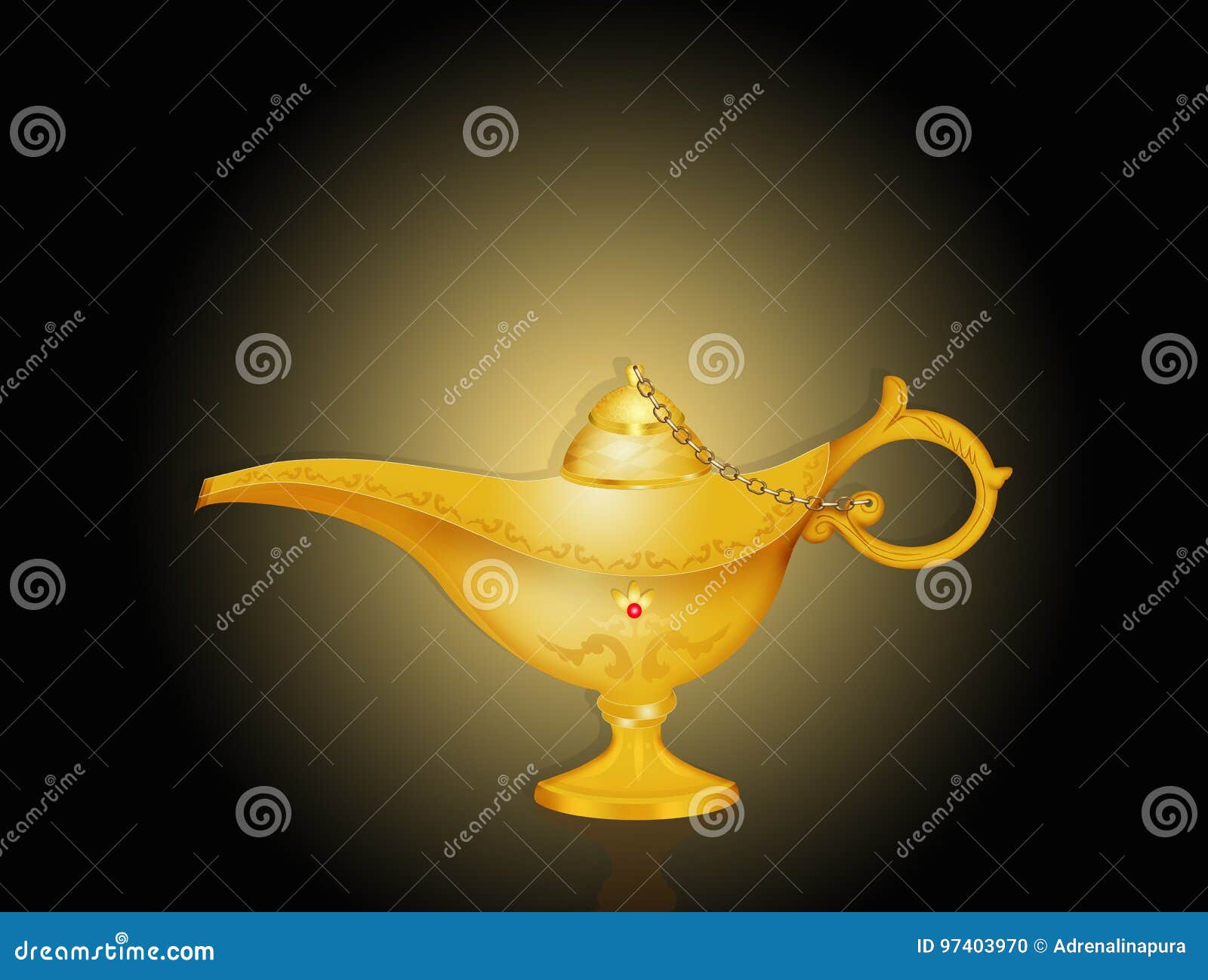 Golden magic lamp stock illustration. Illustration of woman - 97403970