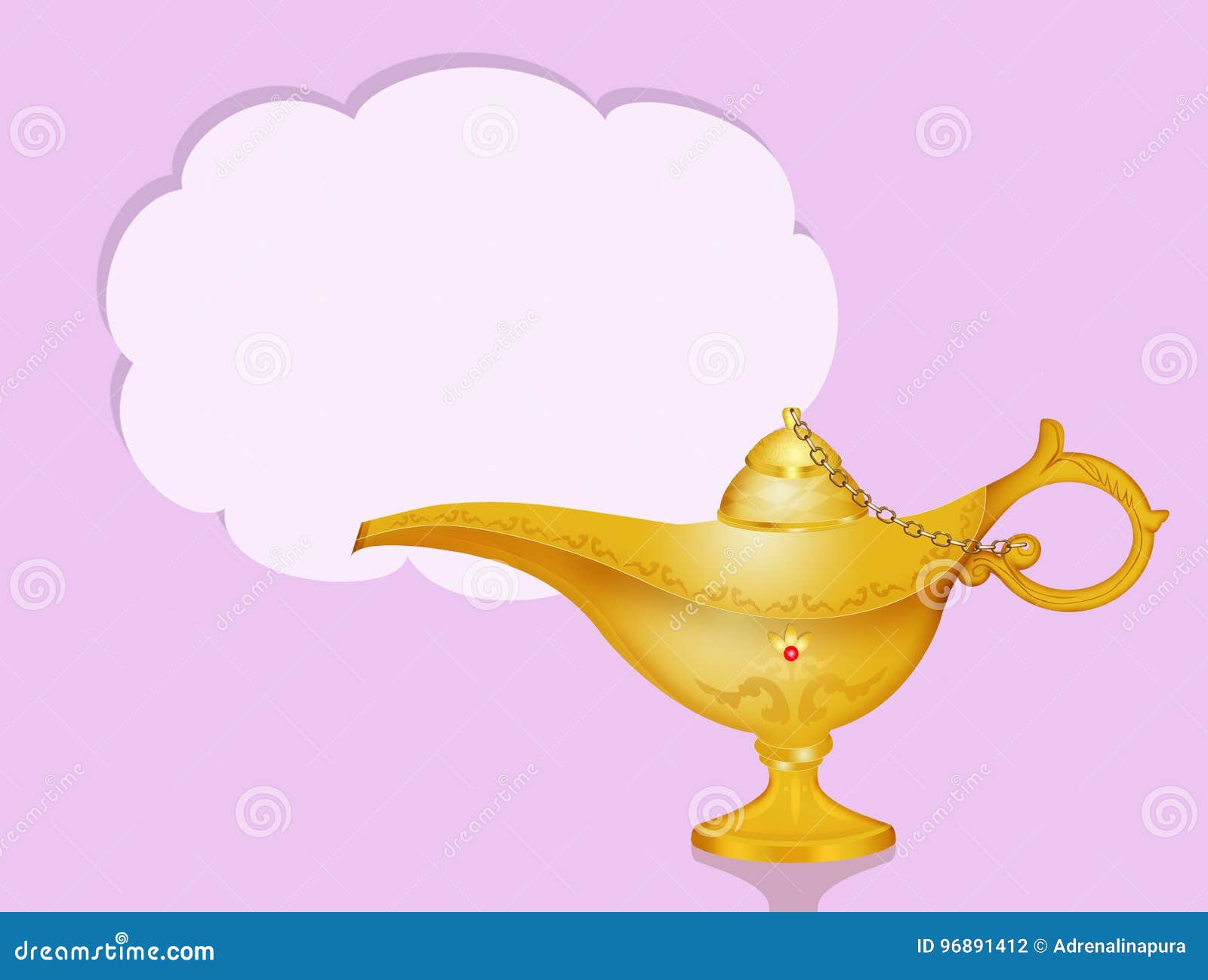 Golden magic lamp stock illustration. Illustration of culture - 96891412