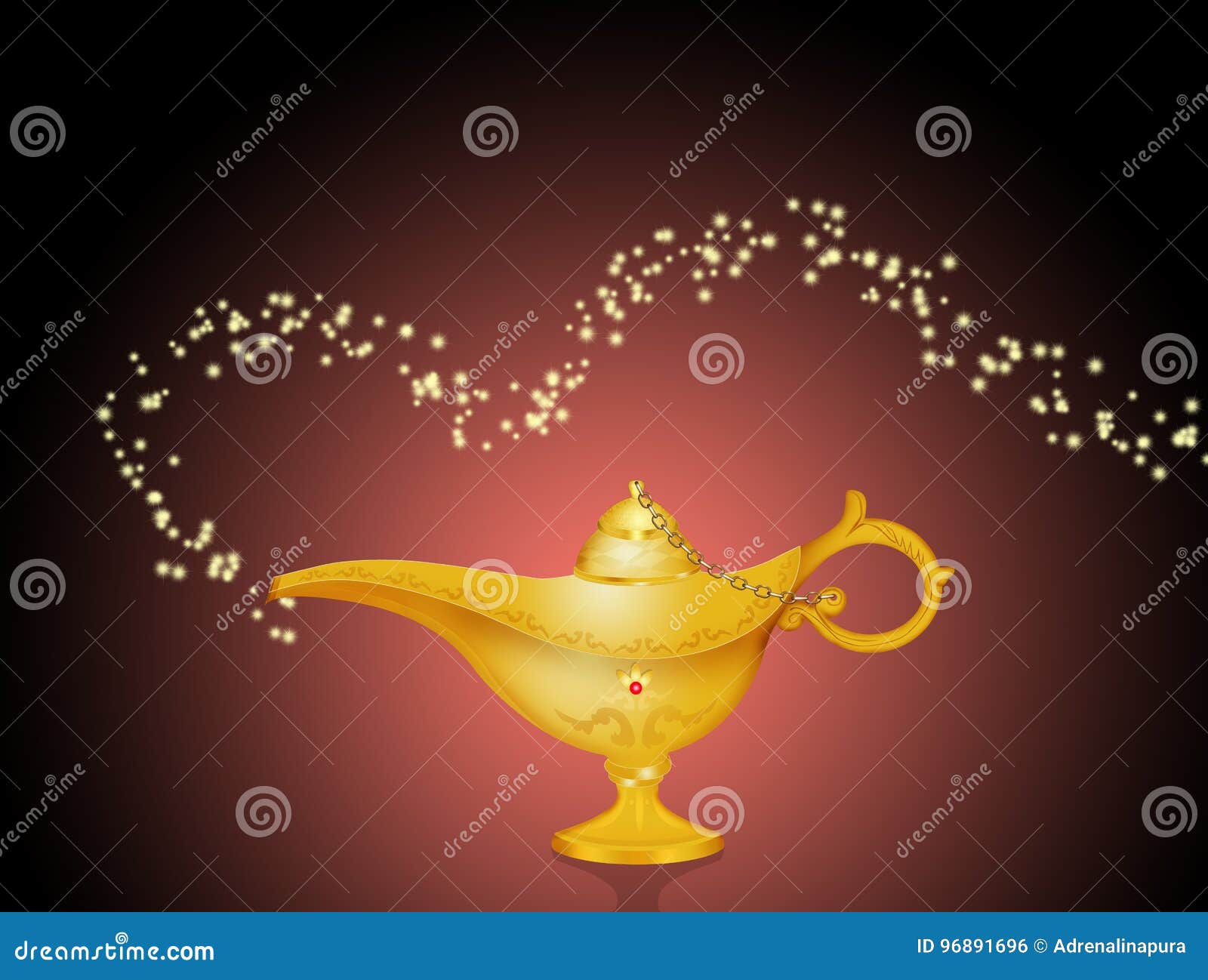 Golden magic lamp stock illustration. Illustration of antique - 96891696