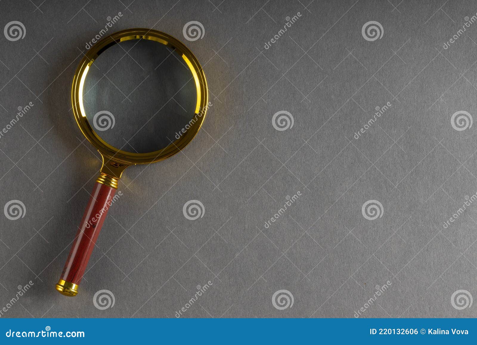 Golden Magnifier Or Magnifying Glass Or Lens Ove White Background With ...