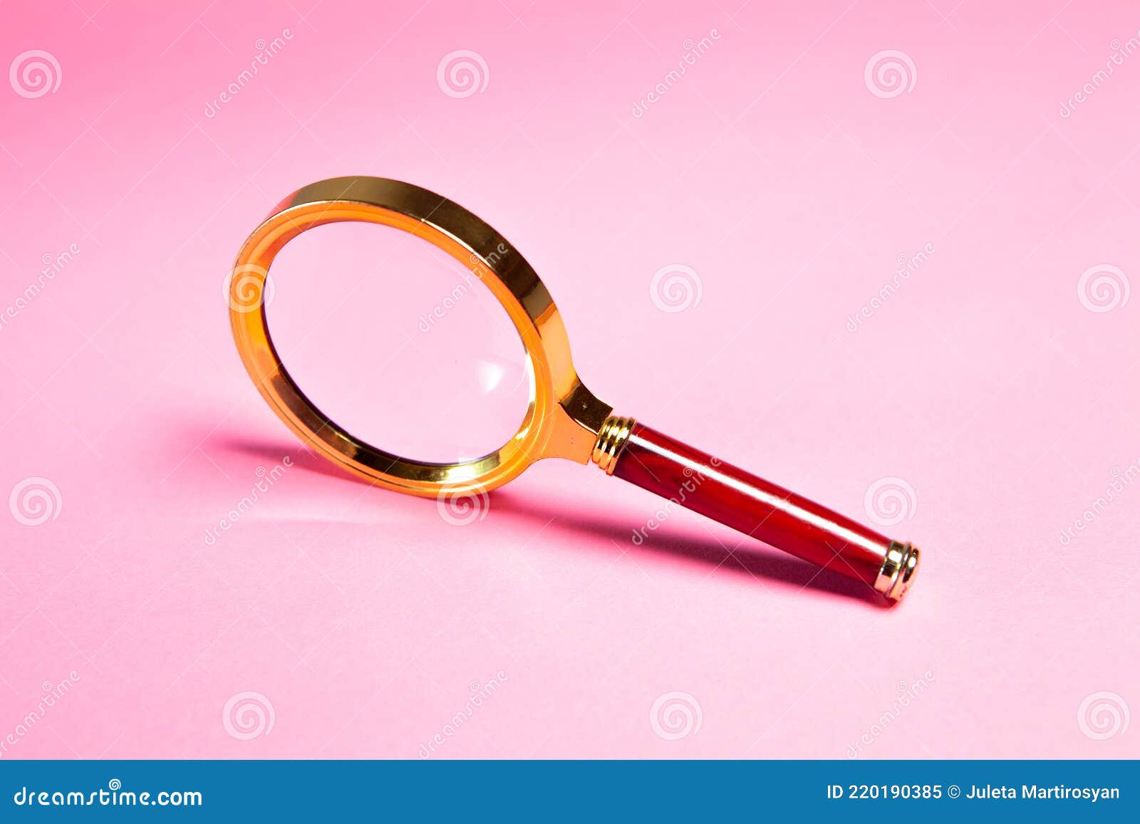 Golden Magnifier Or Magnifying Glass Or Lens Ove White Background With ...