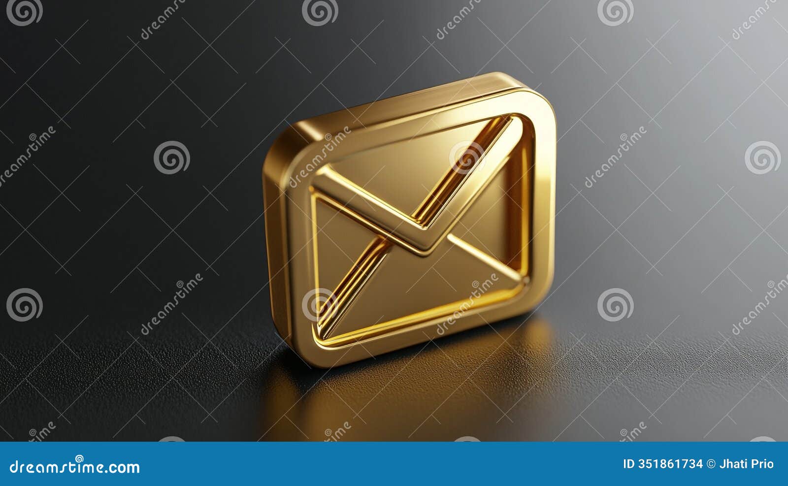 Golden Mail Envelope Icon on Black Surface Representing Digital ...