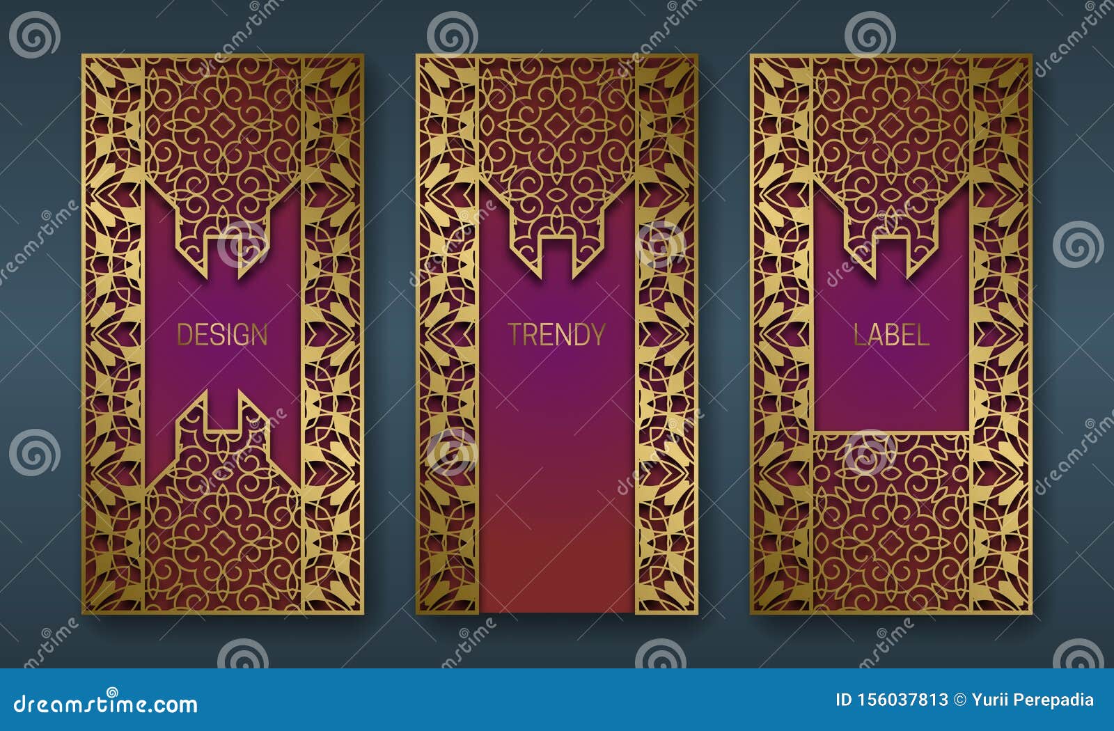 Golden Majestic Packaging Design Series. Set Of Labels Templates With ...