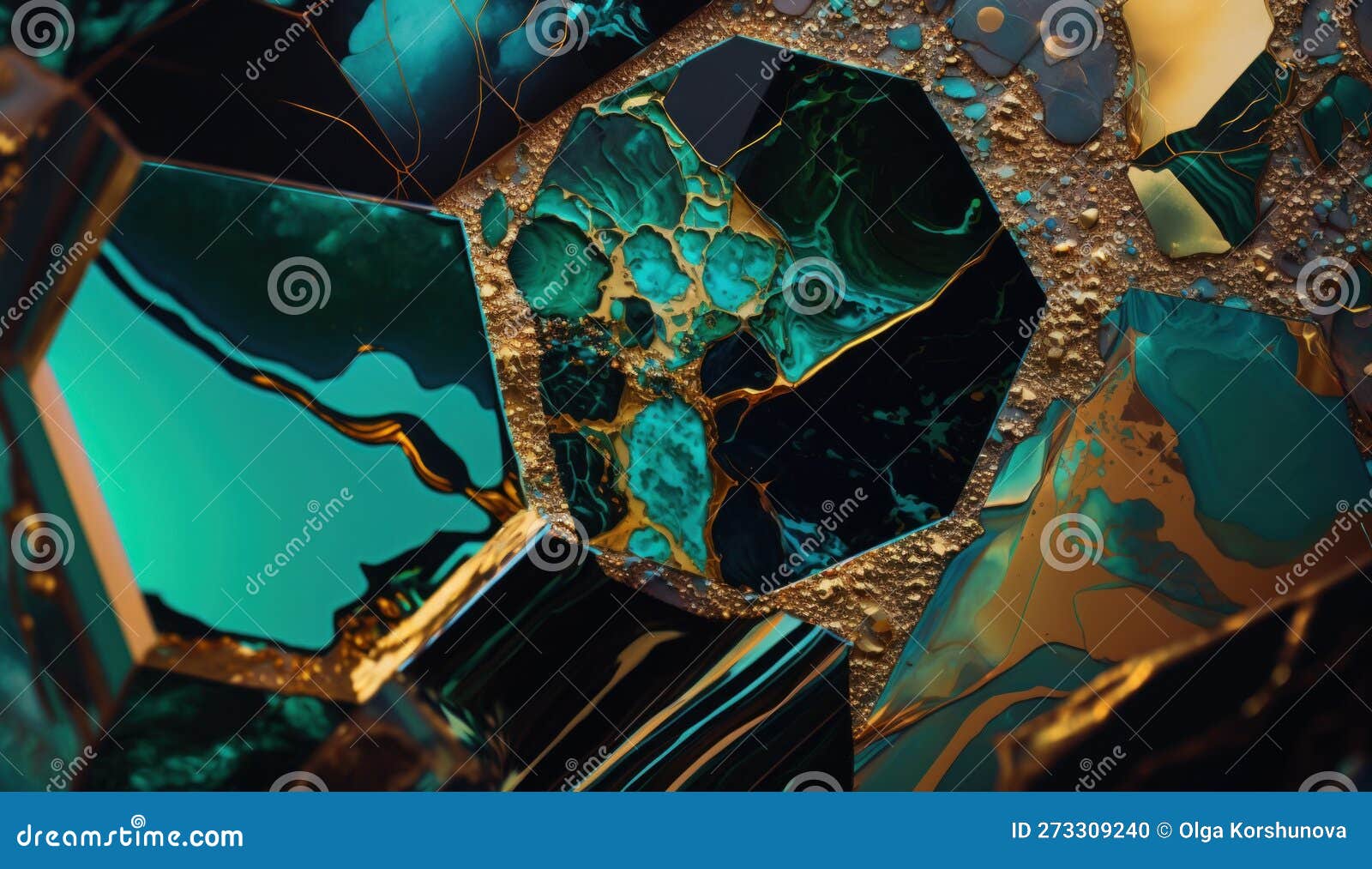Golden Malachite Marble Texture. Generative AI Stock Illustration ...