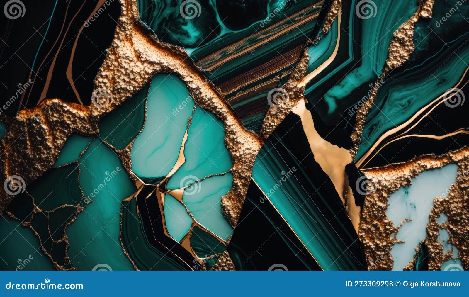 Golden Malachite Marble Texture. Generative AI Stock Illustration ...