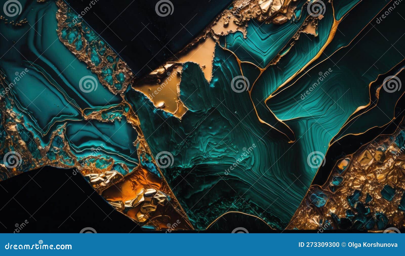 Golden Malachite Marble Texture. Generative AI Stock Illustration ...