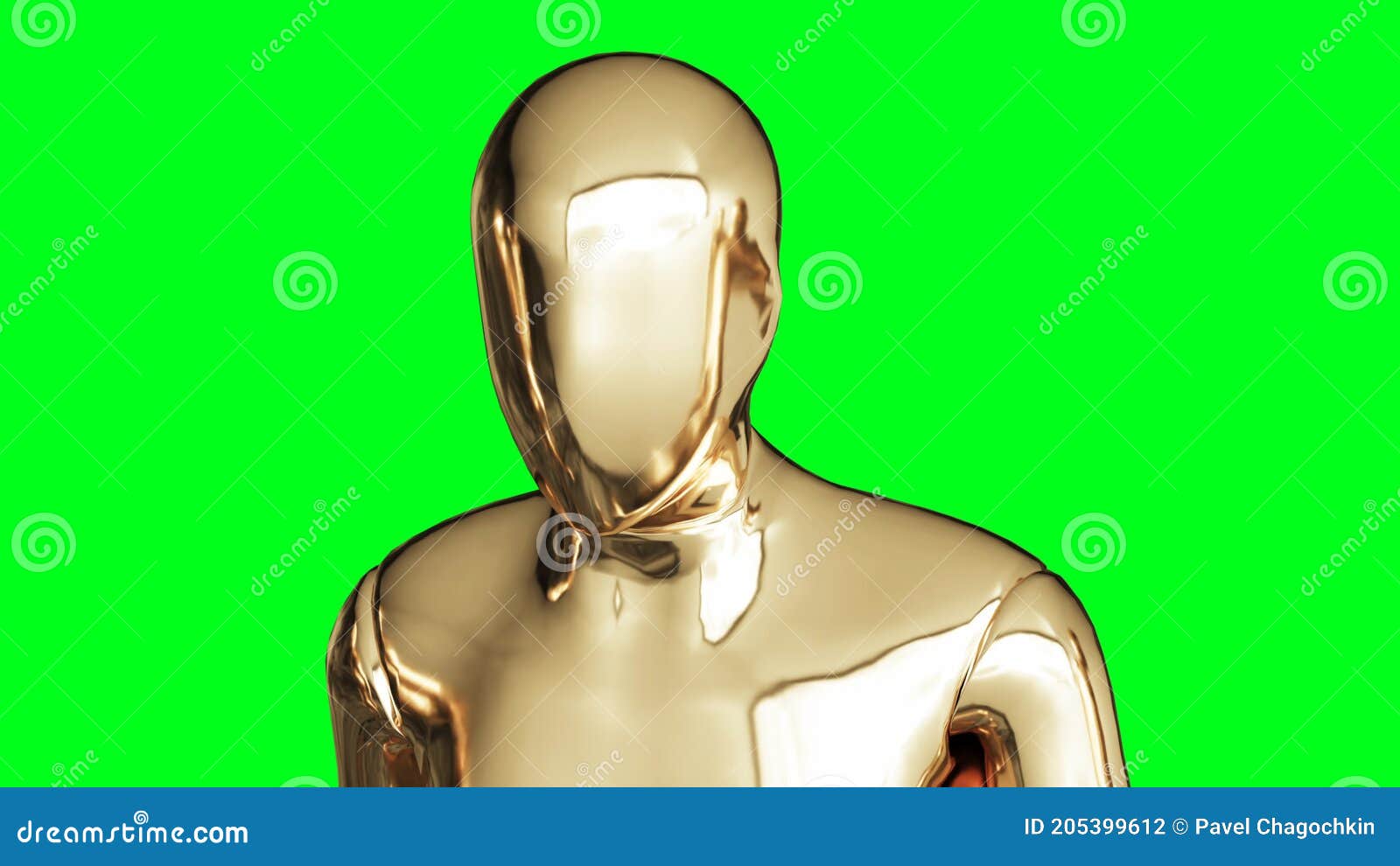 Golden Man Character Animation. Isolate on Green Screen. 3d Rendering ...