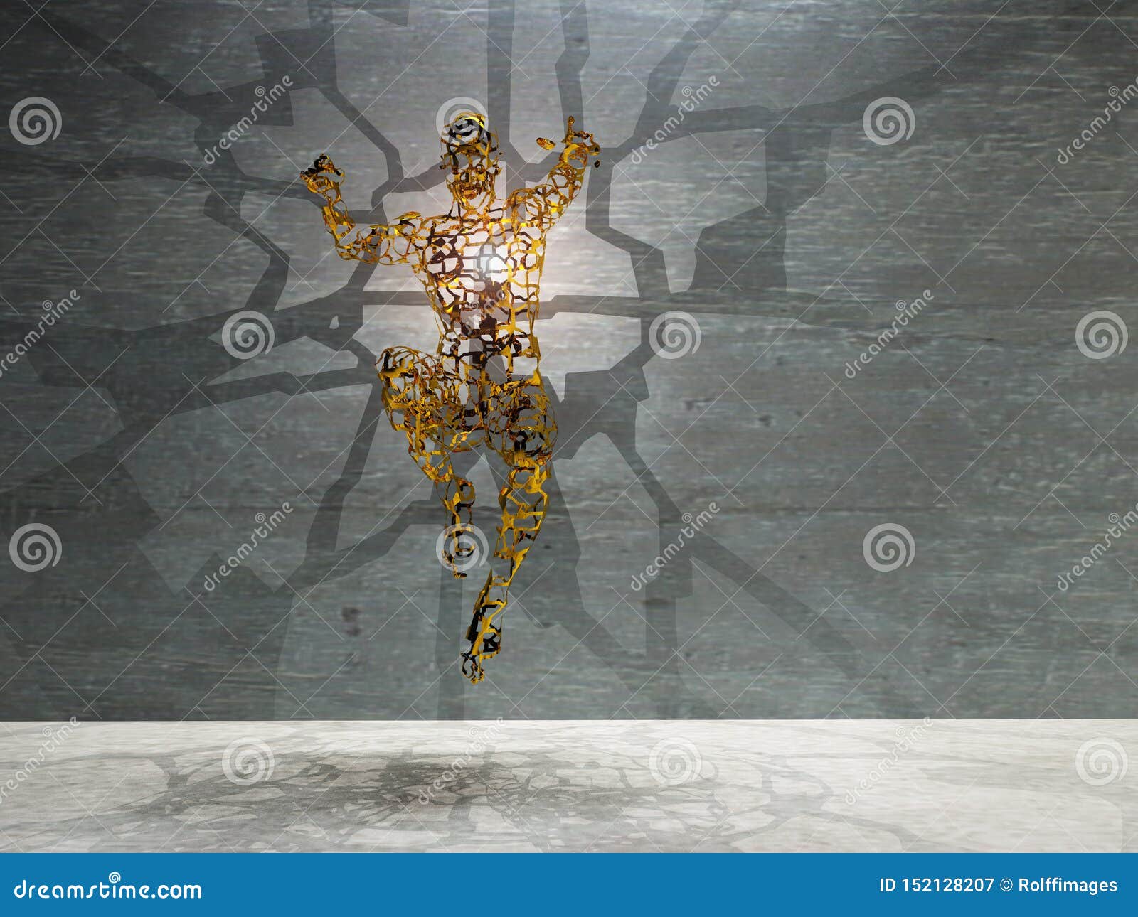 Golden Man in motion stock illustration. Illustration of figure - 152128207