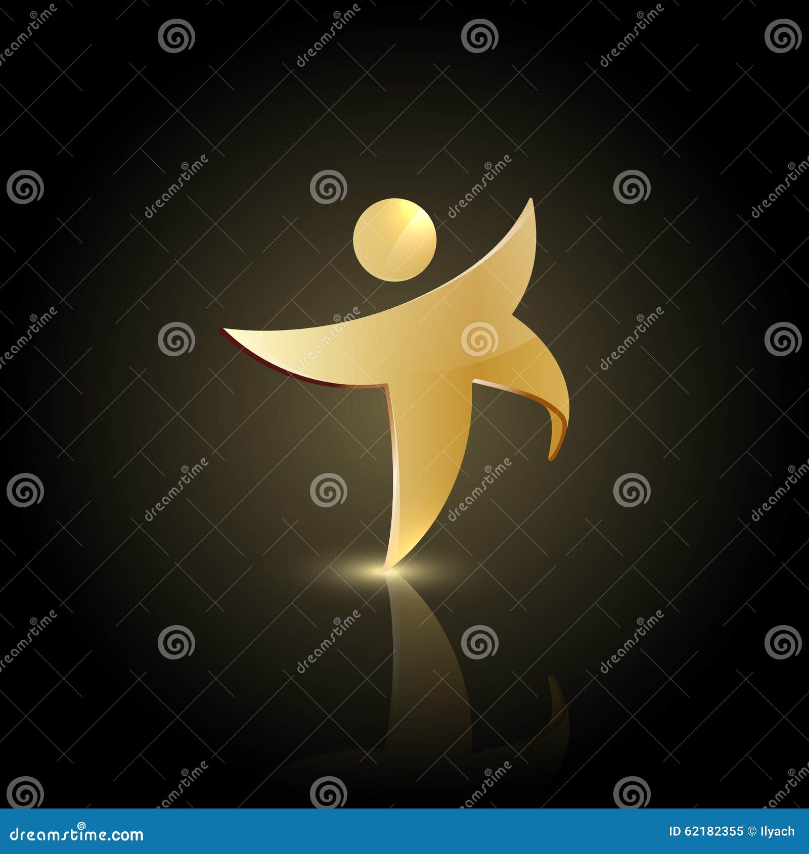 Golden Man Shape in Motion Icon. Stock Illustration - Illustration of ...