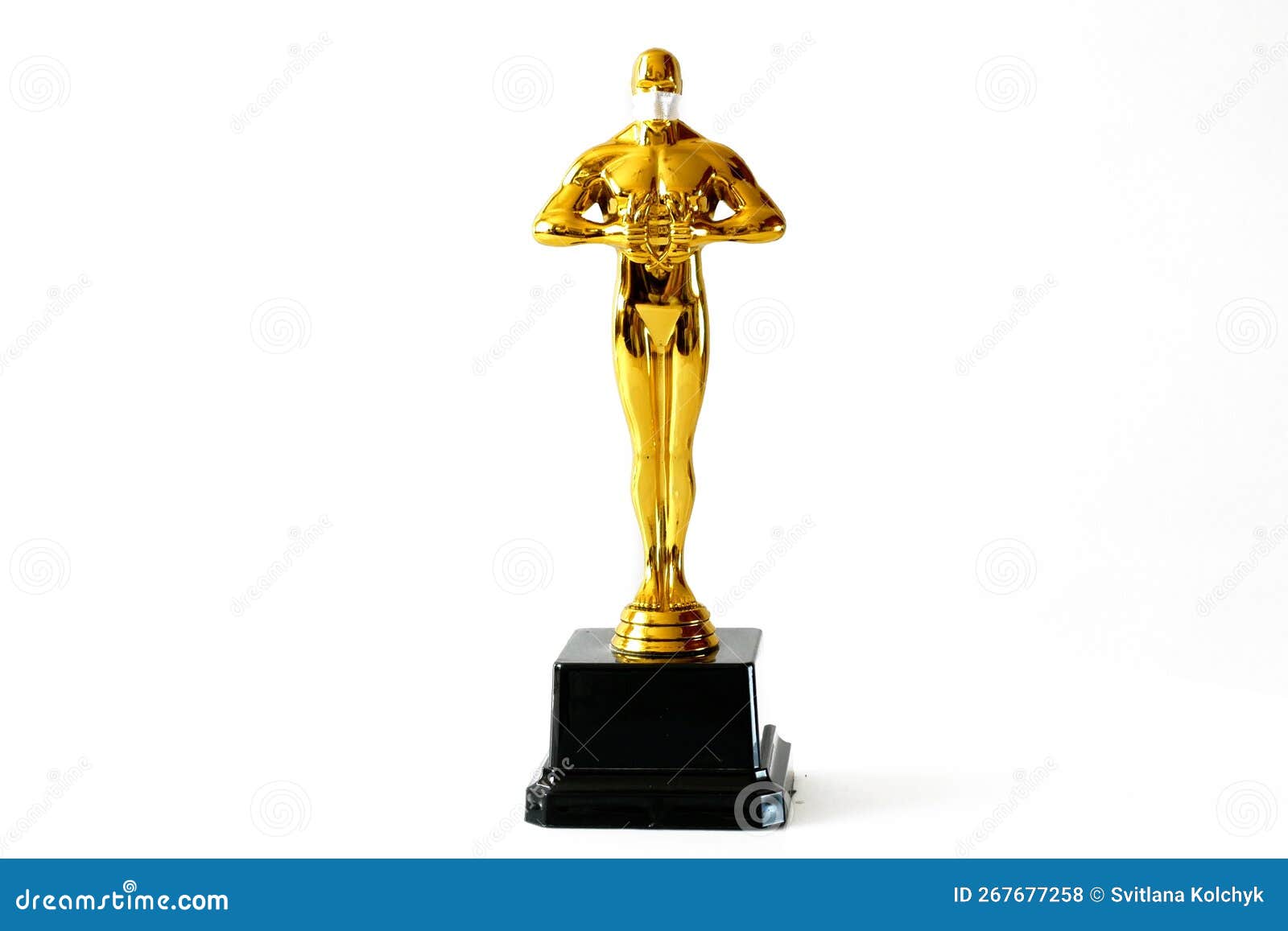 Hollywood Golden Oscar Academy Award Statue in Mask on White Background ...
