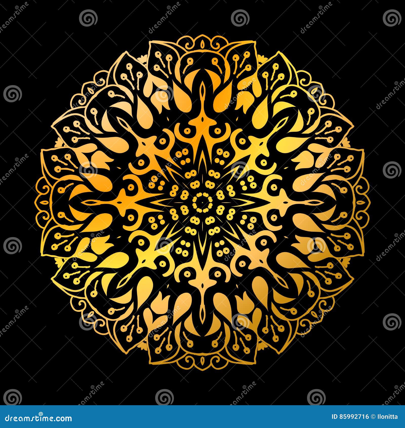 Golden Mandala Circle Pattern Stock Vector - Illustration of pattern, card: 85992716