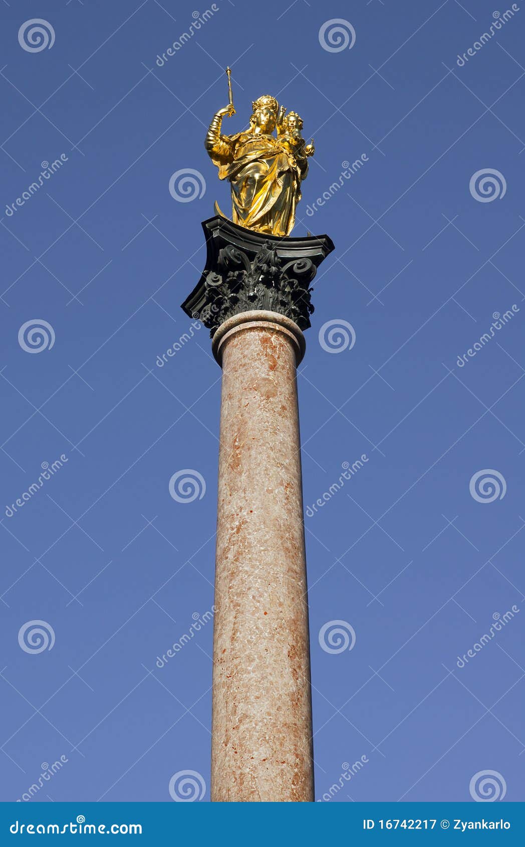 The Golden Maria in Munich in Bavaria Stock Image - Image of artful ...