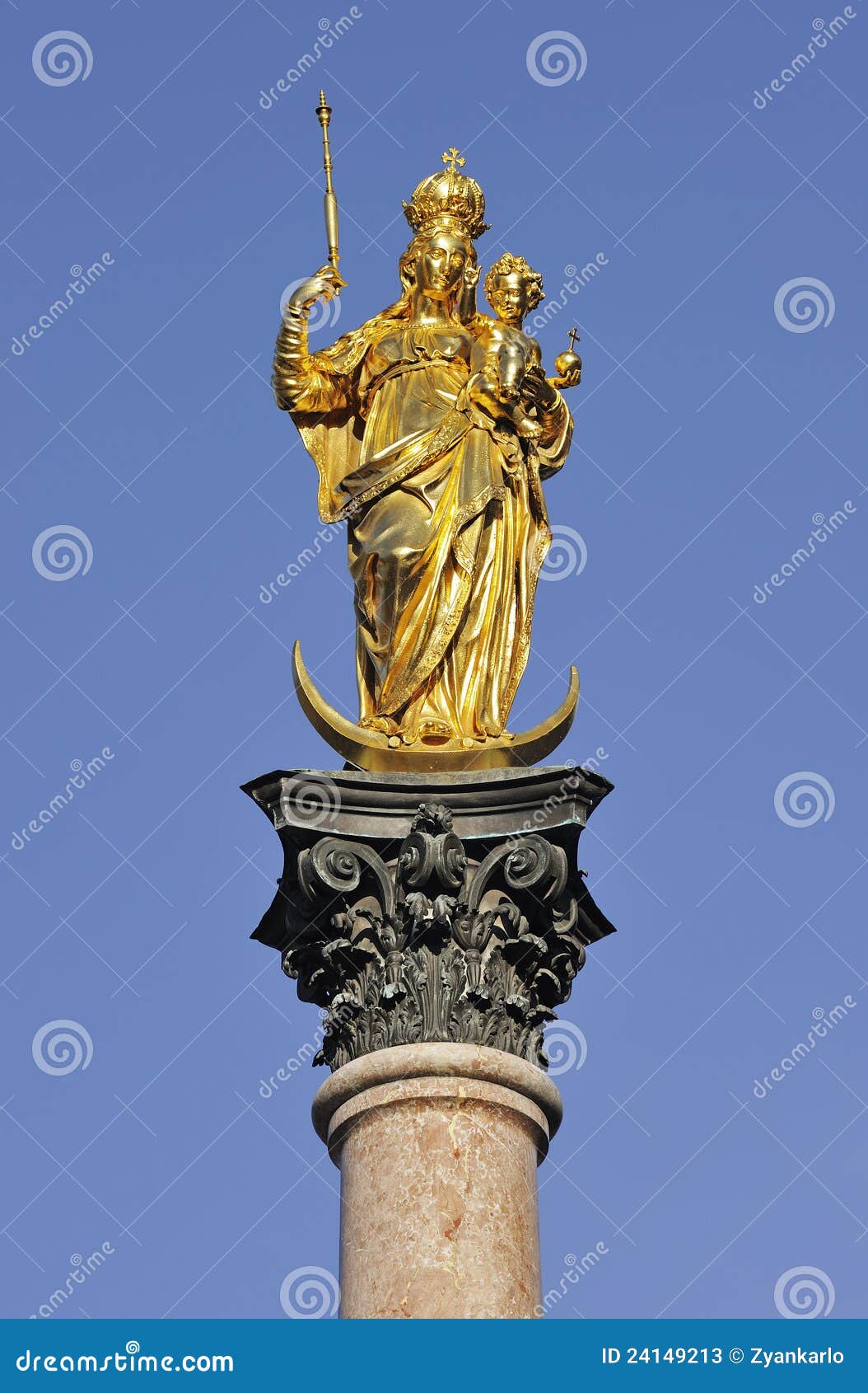 The Golden Maria of Munich in Bavaria Stock Image - Image of ...