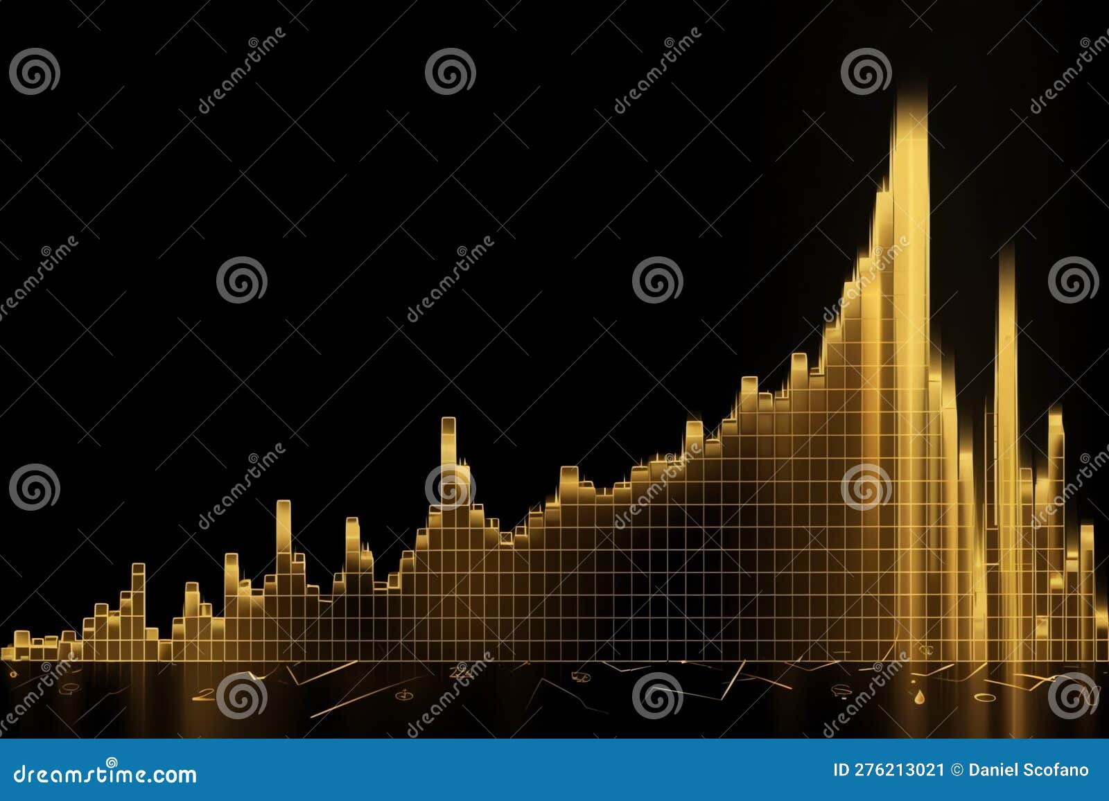 Golden Market Graph or Chart Illustration. Generative AI Stock ...