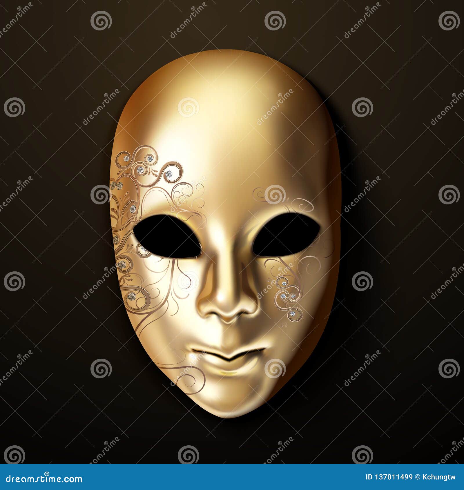 Golden Mask Of Gold Glitter Mardi Gras, Venetian Masquerade Cartoon ...