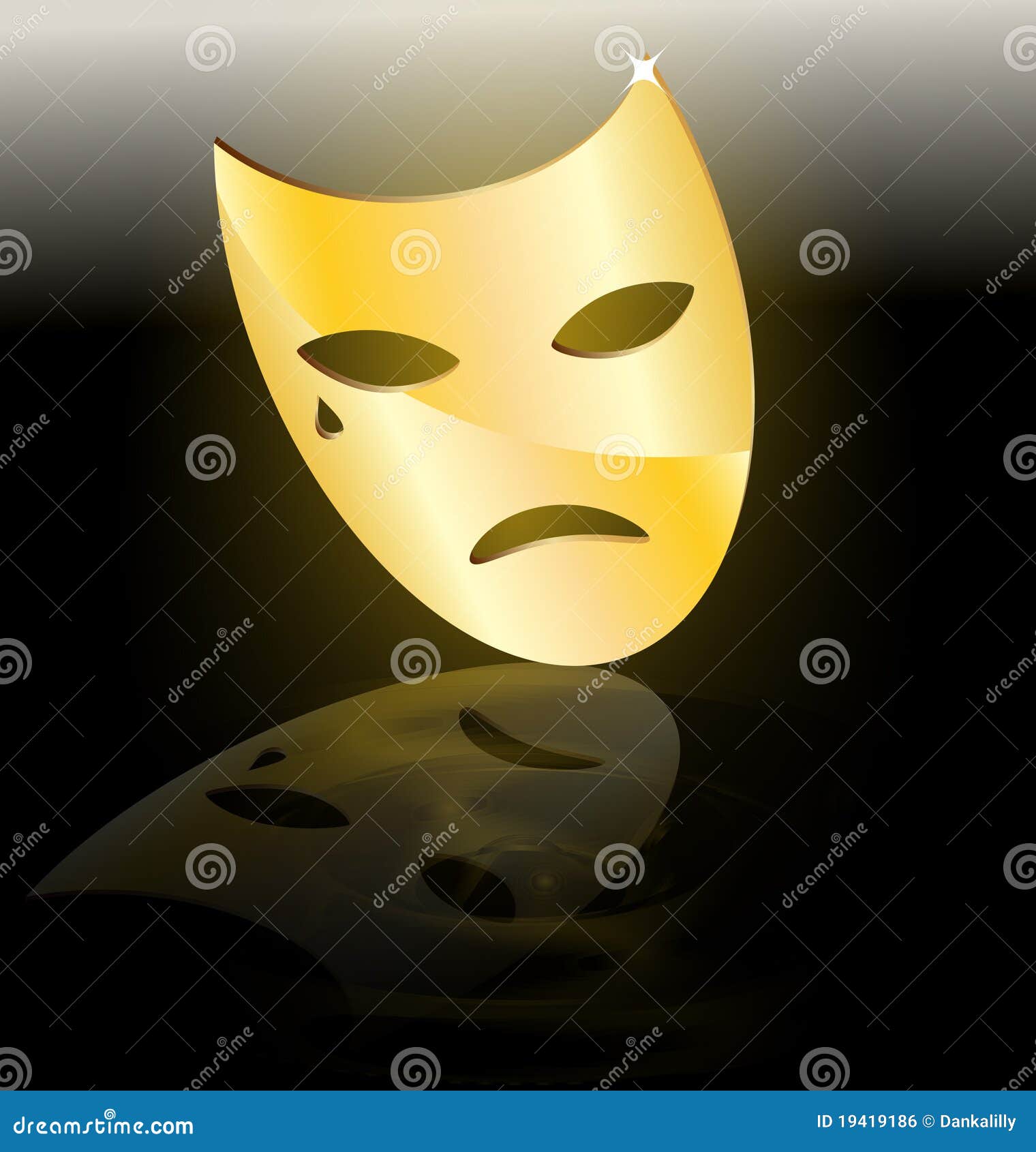 Golden mask of tragedy stock vector. Illustration of chic - 19419186