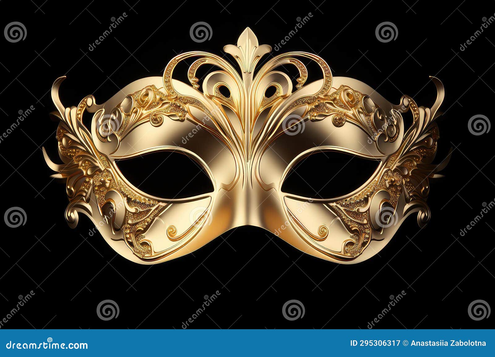 A Golden Masquerade Mask on a Black Background Stock Illustration ...