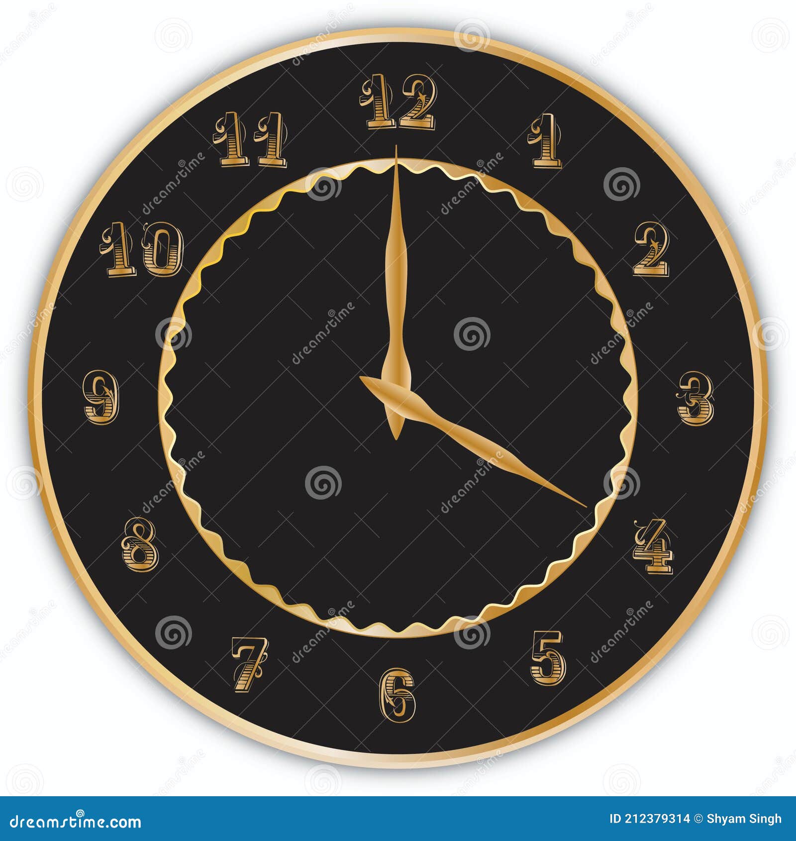 Golden Master Piece Clock With Realistic Bevel Effects Stock ...