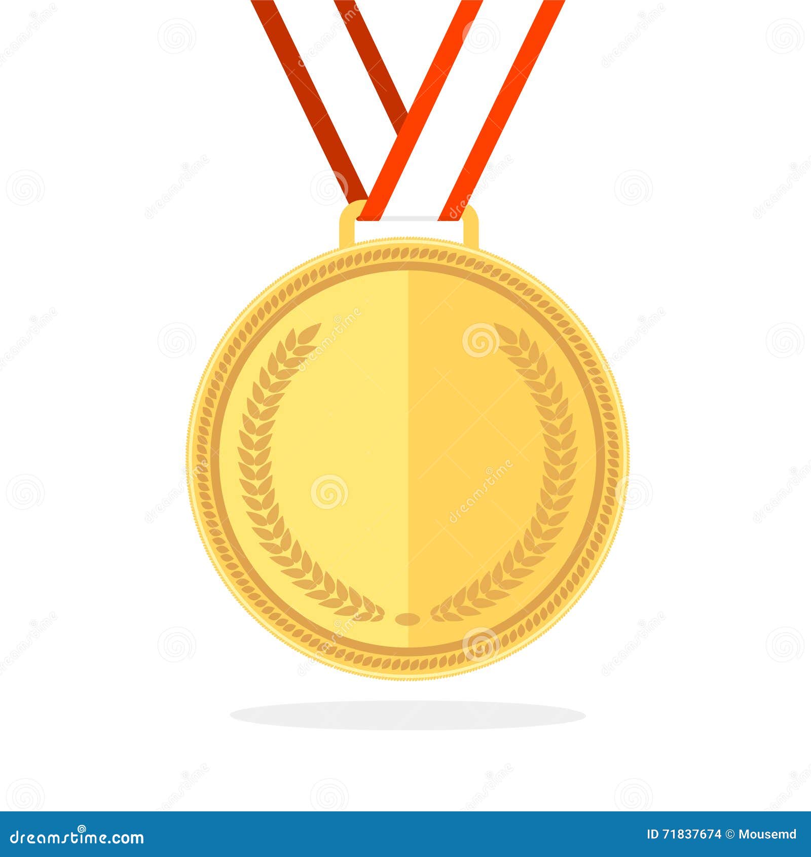 Golden Medal Flat Style. Vector Stock Vector - Illustration of champion ...