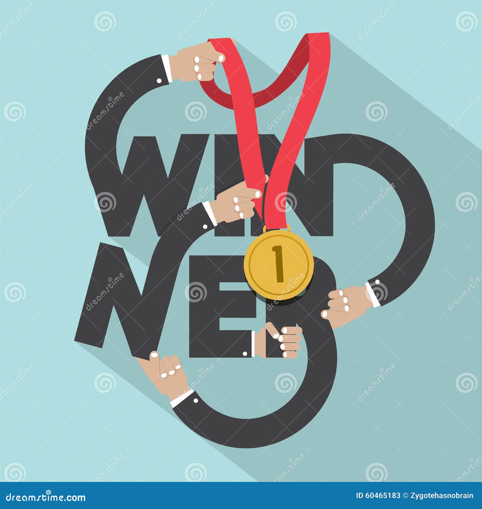 Golden Medal in Hands with Winner Typography Design. Stock Vector ...