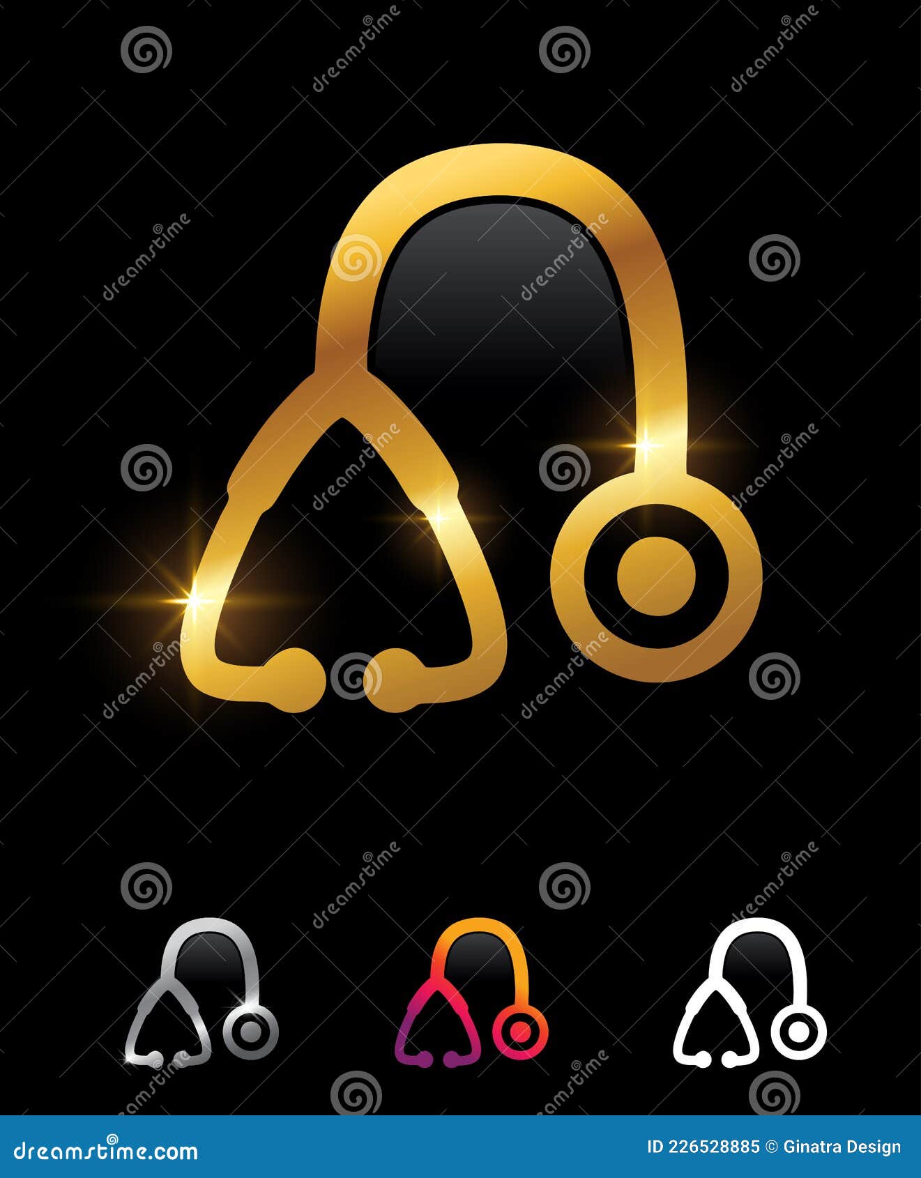 Golden Medical Device Stethoscope Vector Sign Stock Vector ...