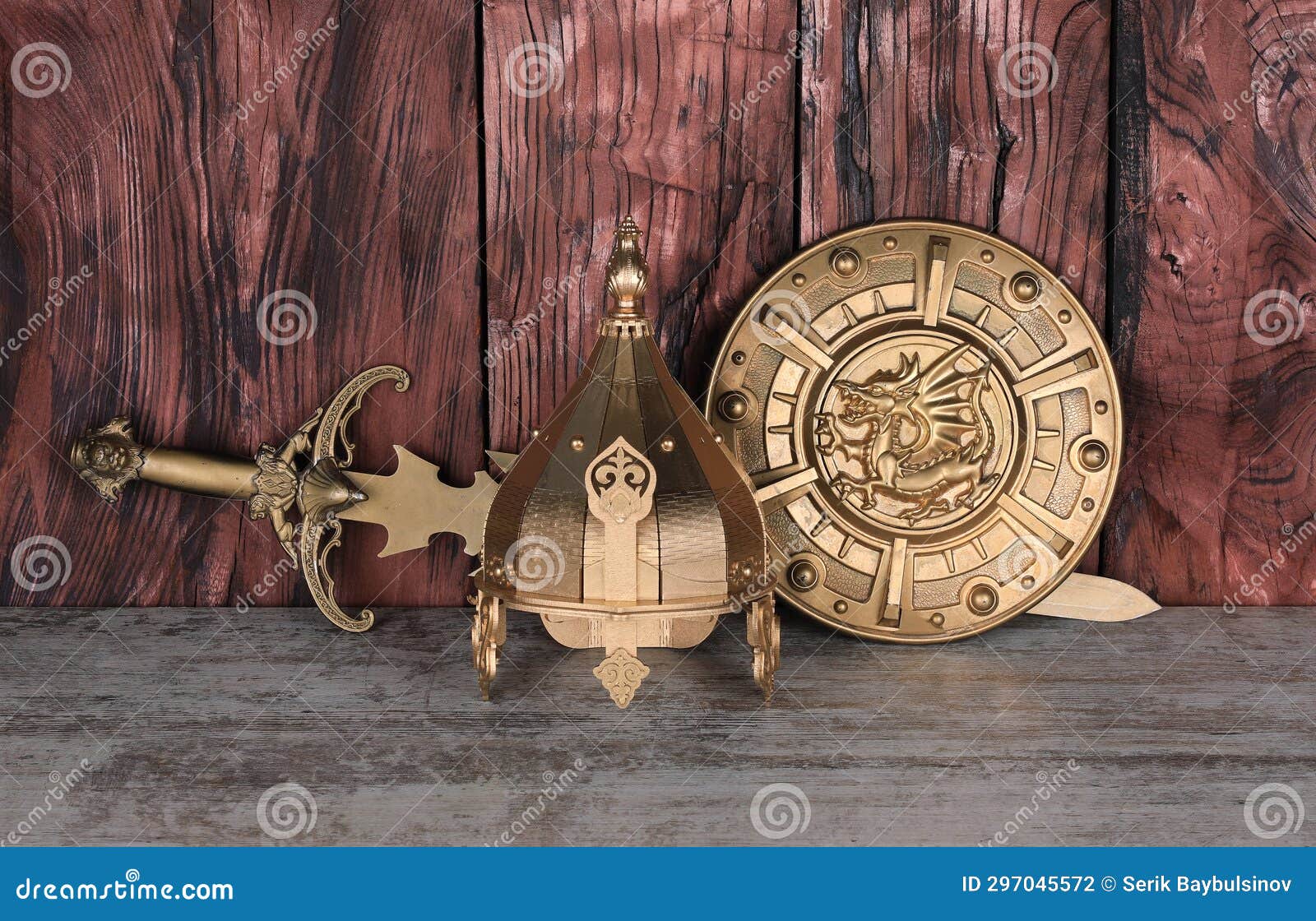 Golden Medieval Helmet , Sword Royalty-Free Stock Photo | CartoonDealer ...