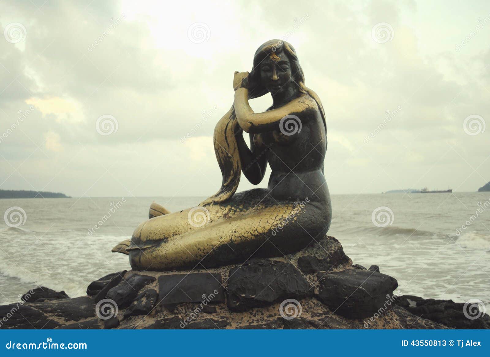The golden mermaid stock image. Image of beach, fish - 43550813