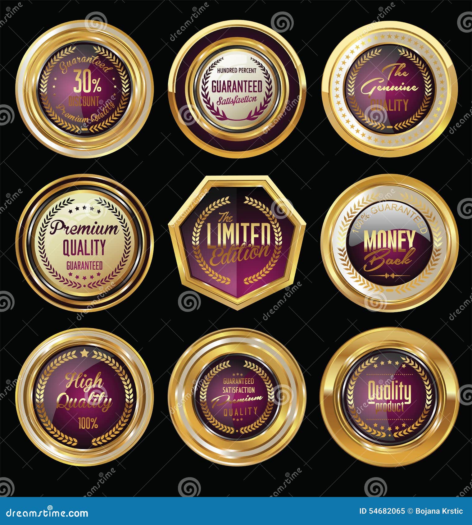 Golden metal badges stock illustration. Illustration of graphic - 54682065
