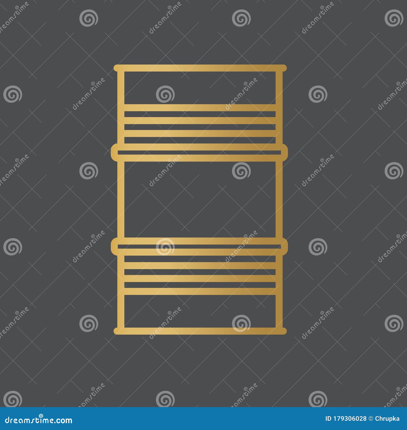 Golden metal barrel icon stock vector. Illustration of power - 179306028
