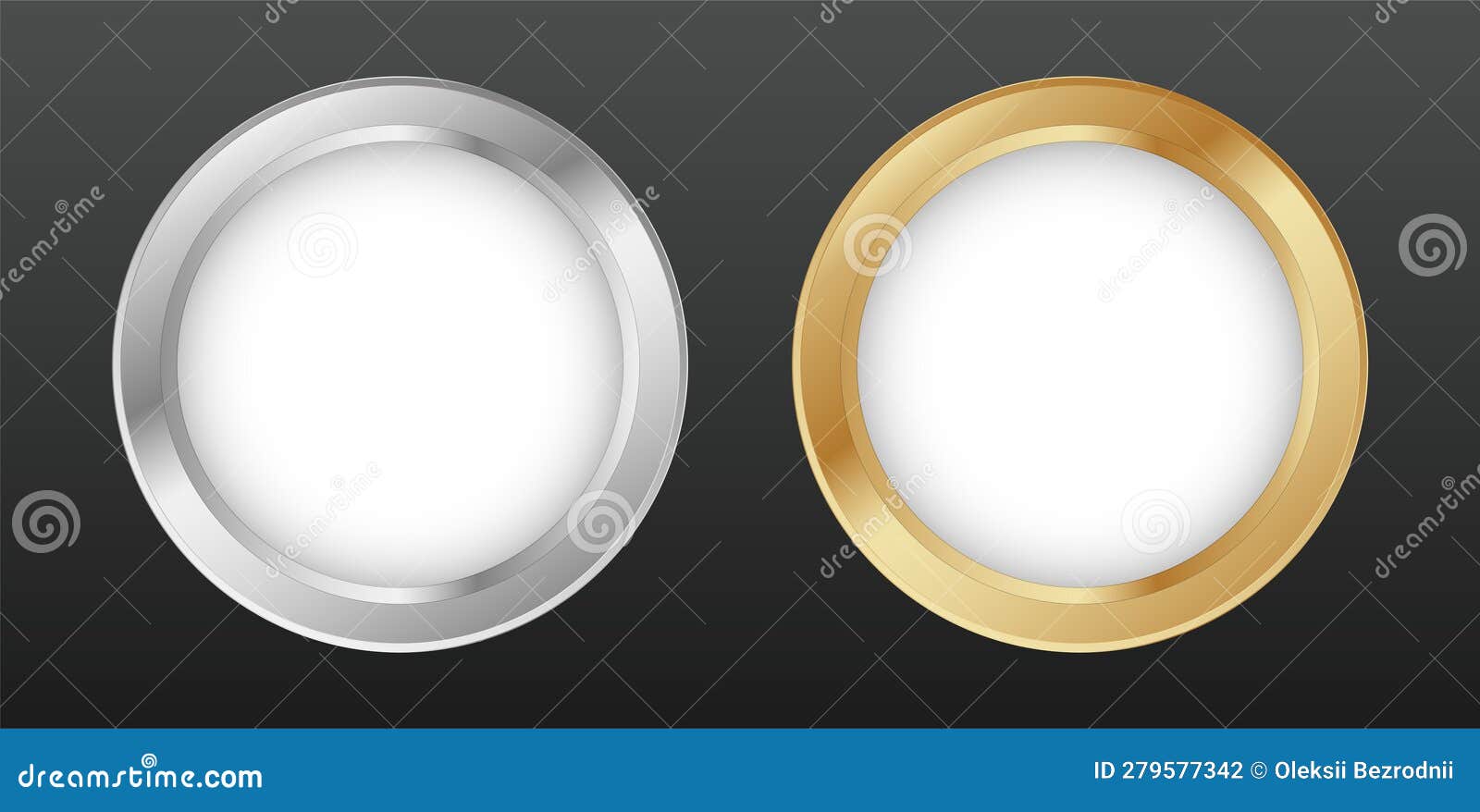 Golden and Metal Circle Photo Frame Vector. Stock Vector - Illustration ...