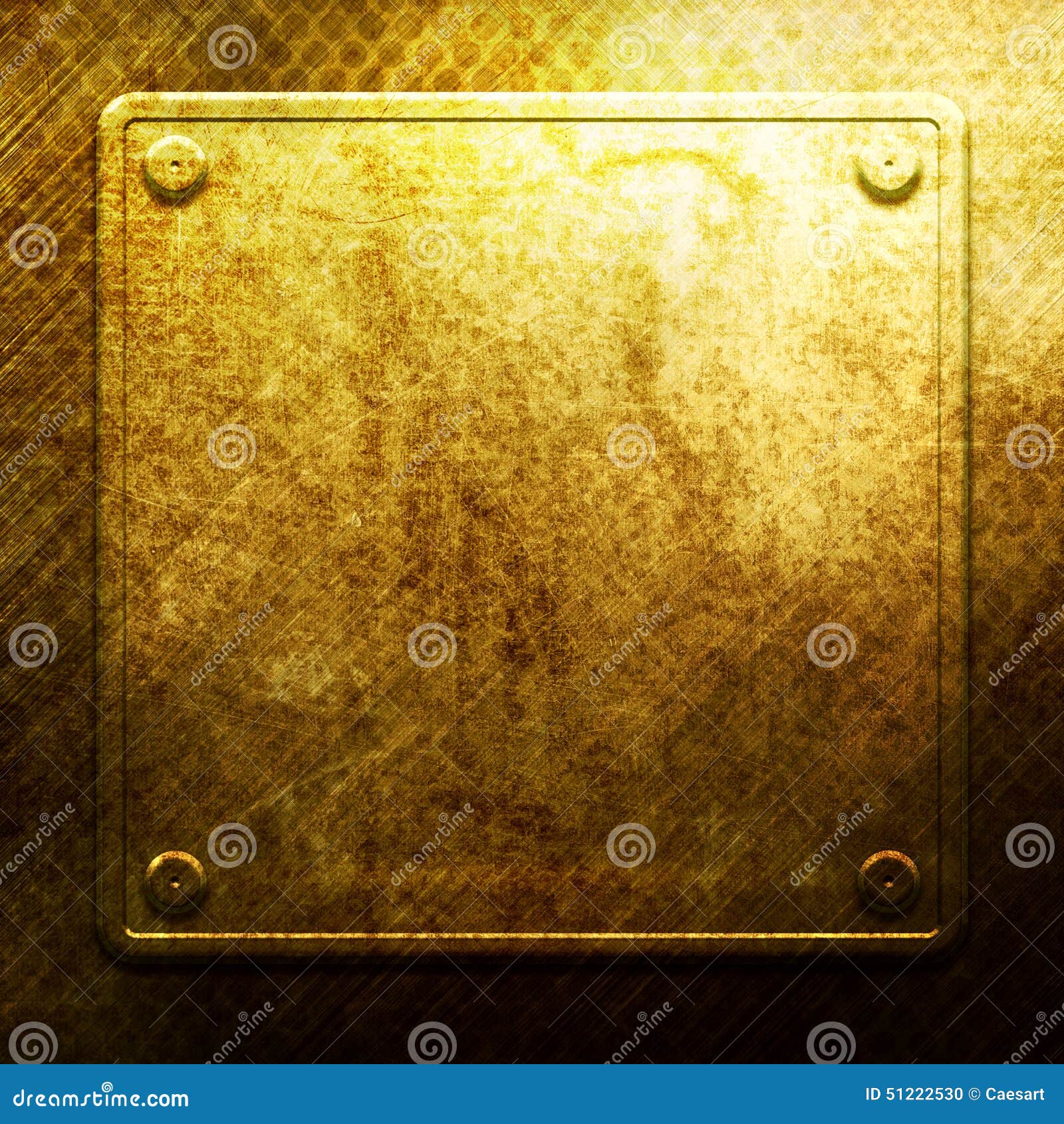 Golden Metal Plate on Grid. Industrial Stock Photo - Image of abstract ...