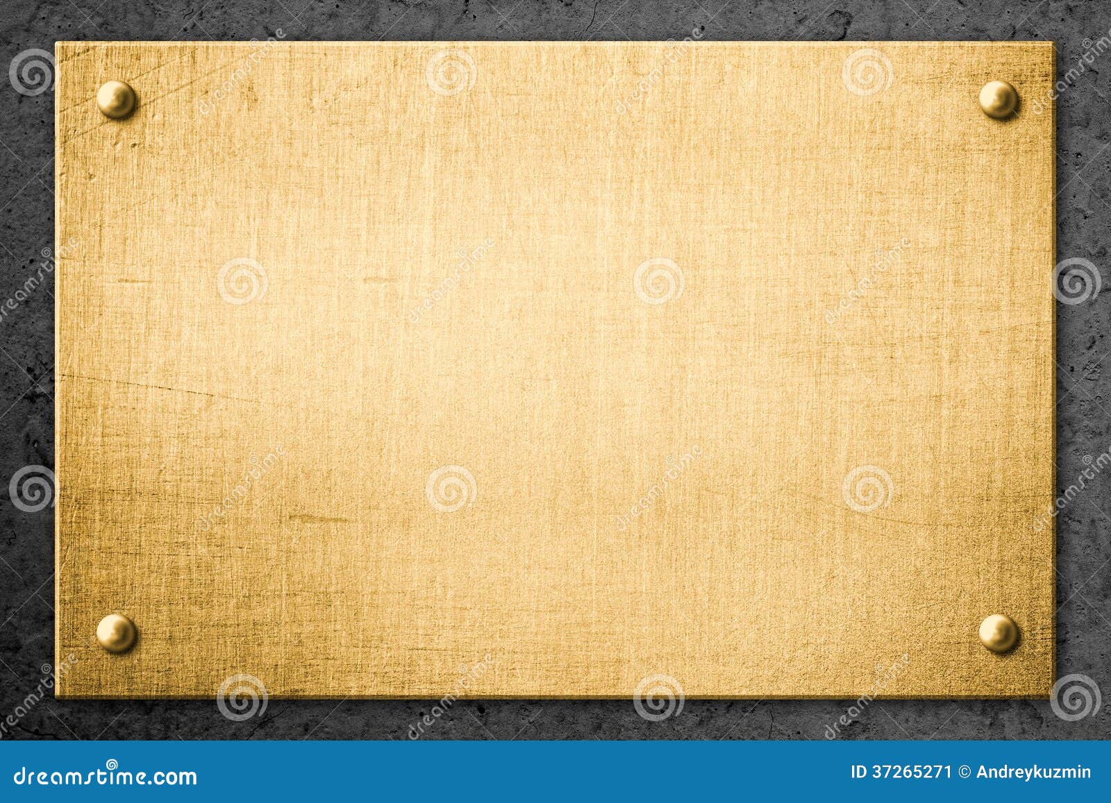 Golden Metal Plate or Signboard on Wall Stock Image - Image of frame ...