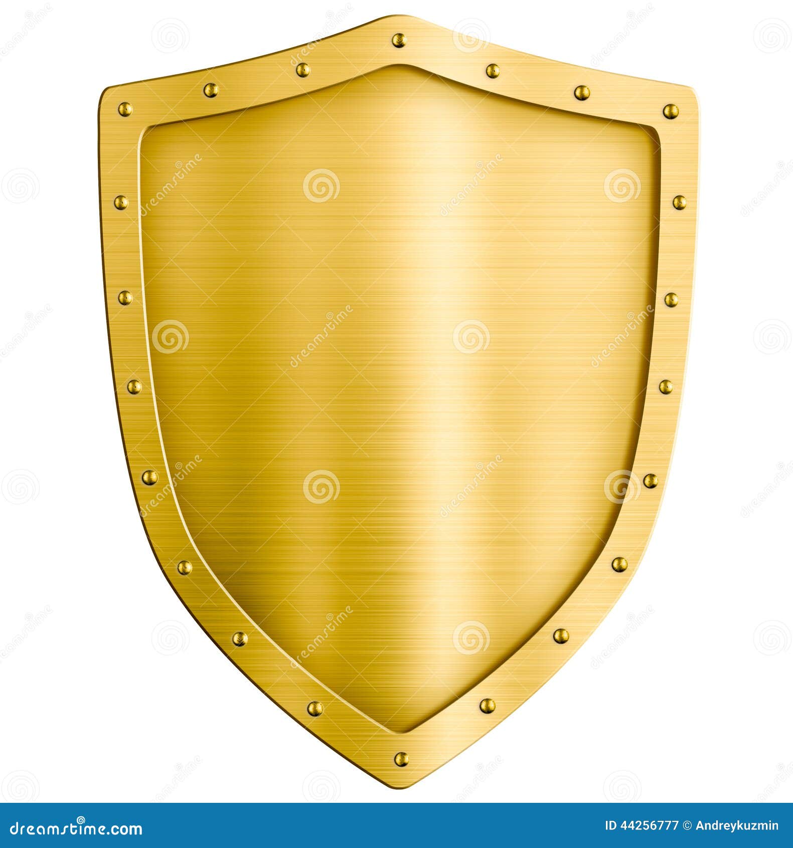 Golden Metal Shield Isolated Stock Illustration - Illustration of empty ...