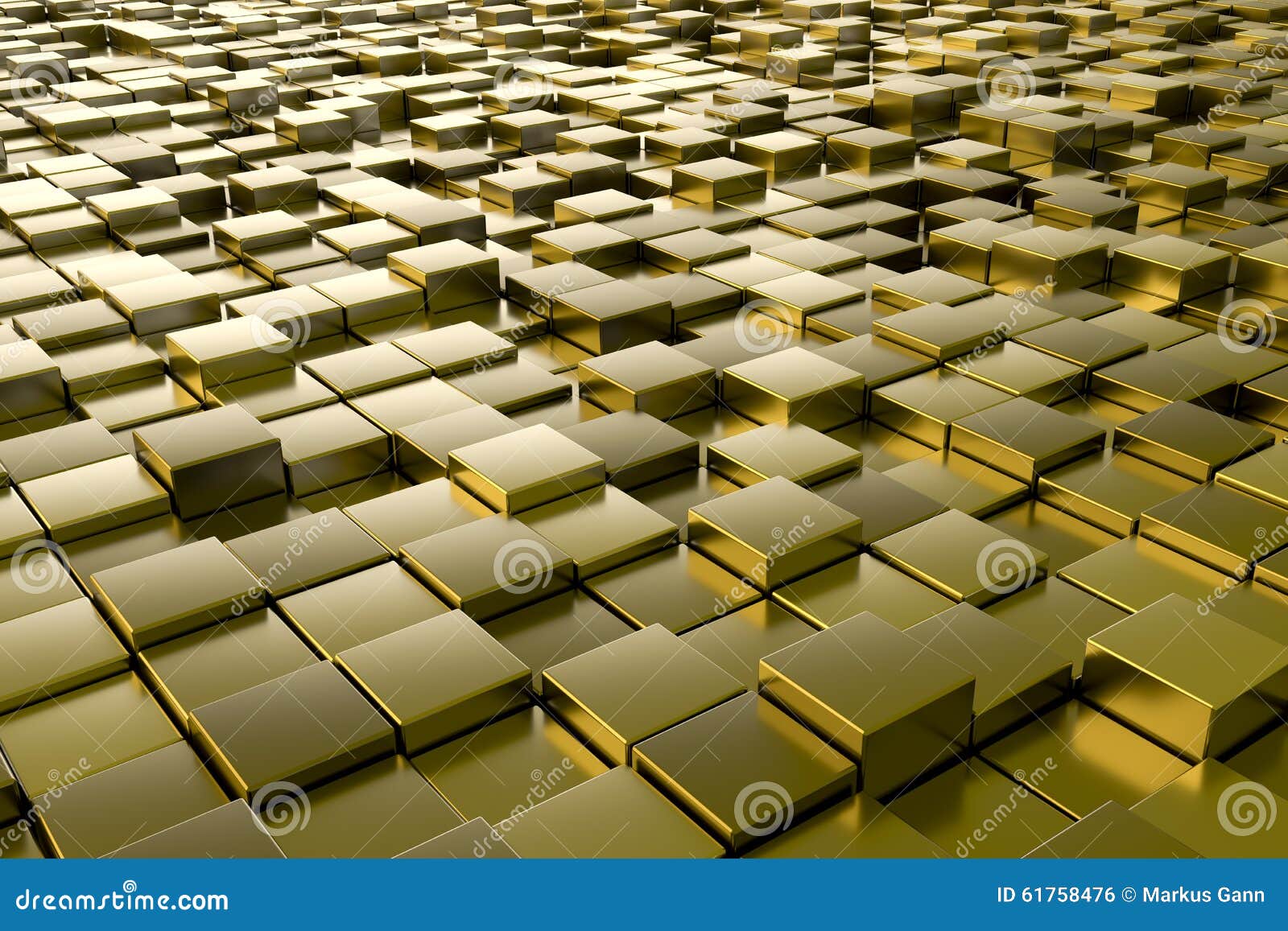 Golden metallic cubes stock illustration. Illustration of building ...
