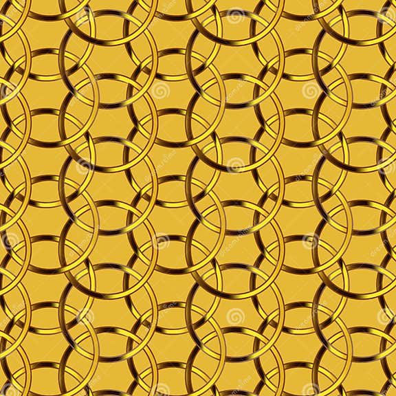Golden Metallic Interconnected Circles in a Seamless Pattern Stock ...