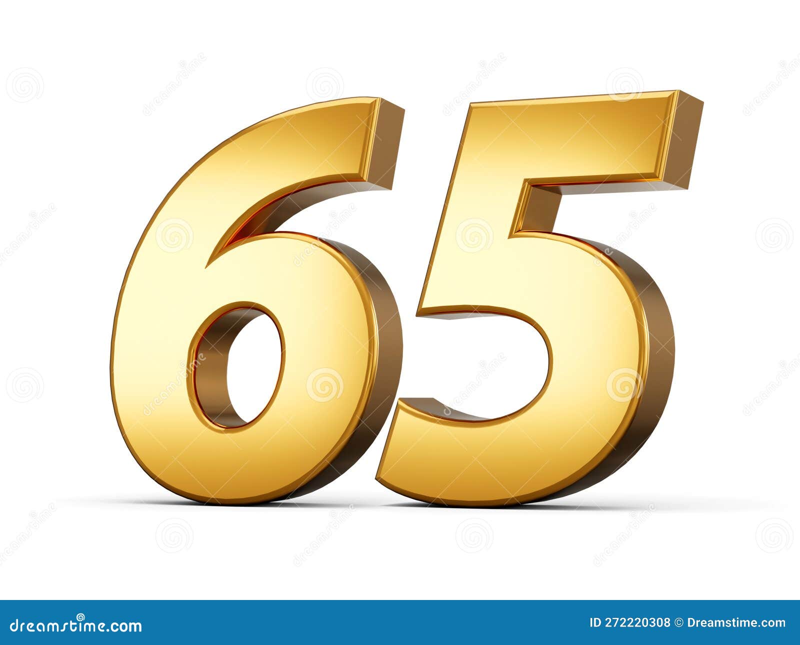 Golden Metallic Number 65 Sixty Five, White Background 3d Illustration ...