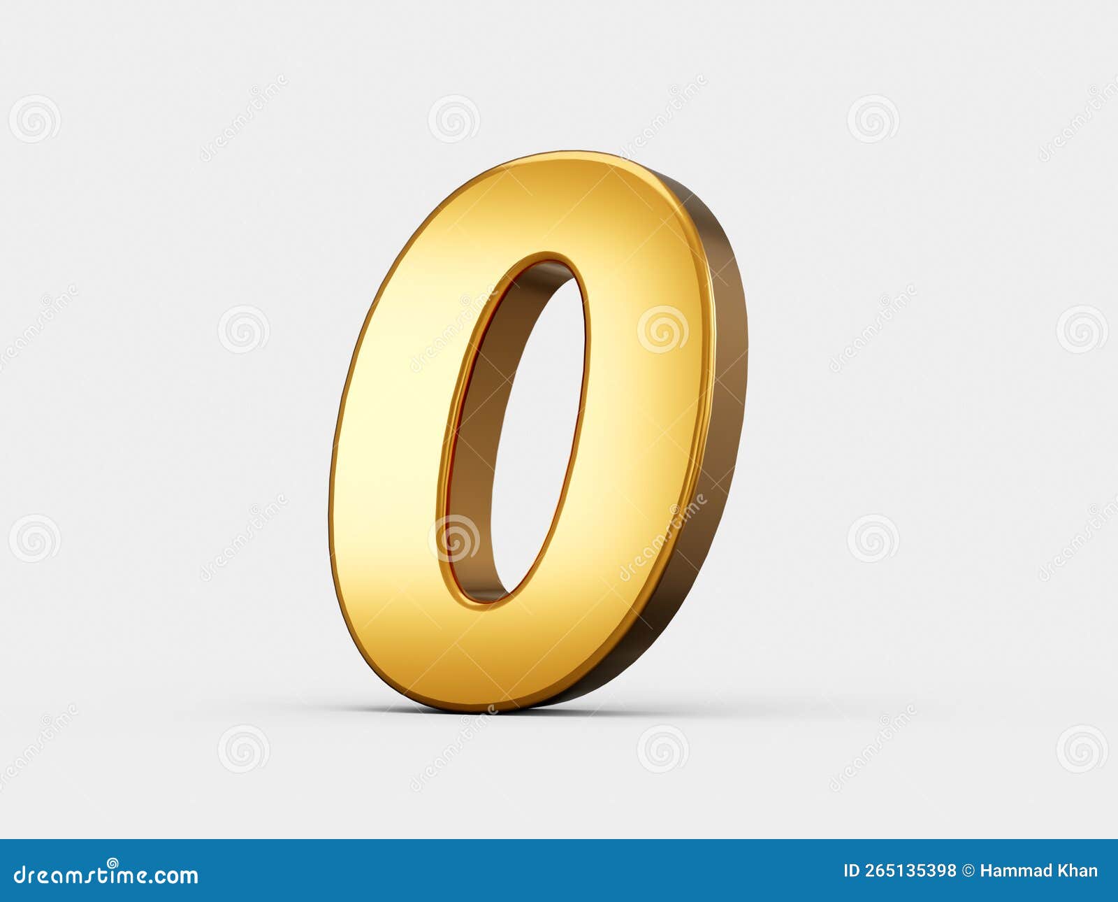 Golden Metallic Number 0 Zero, White Background 3d Illustration Stock ...