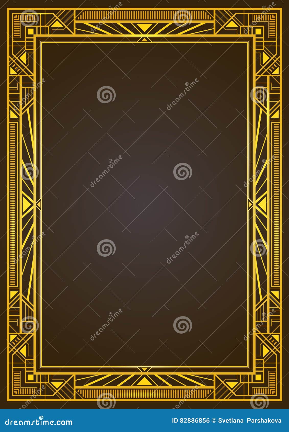 Golden Metallic Rectangular Retro Frame. Stock Vector - Illustration of ...