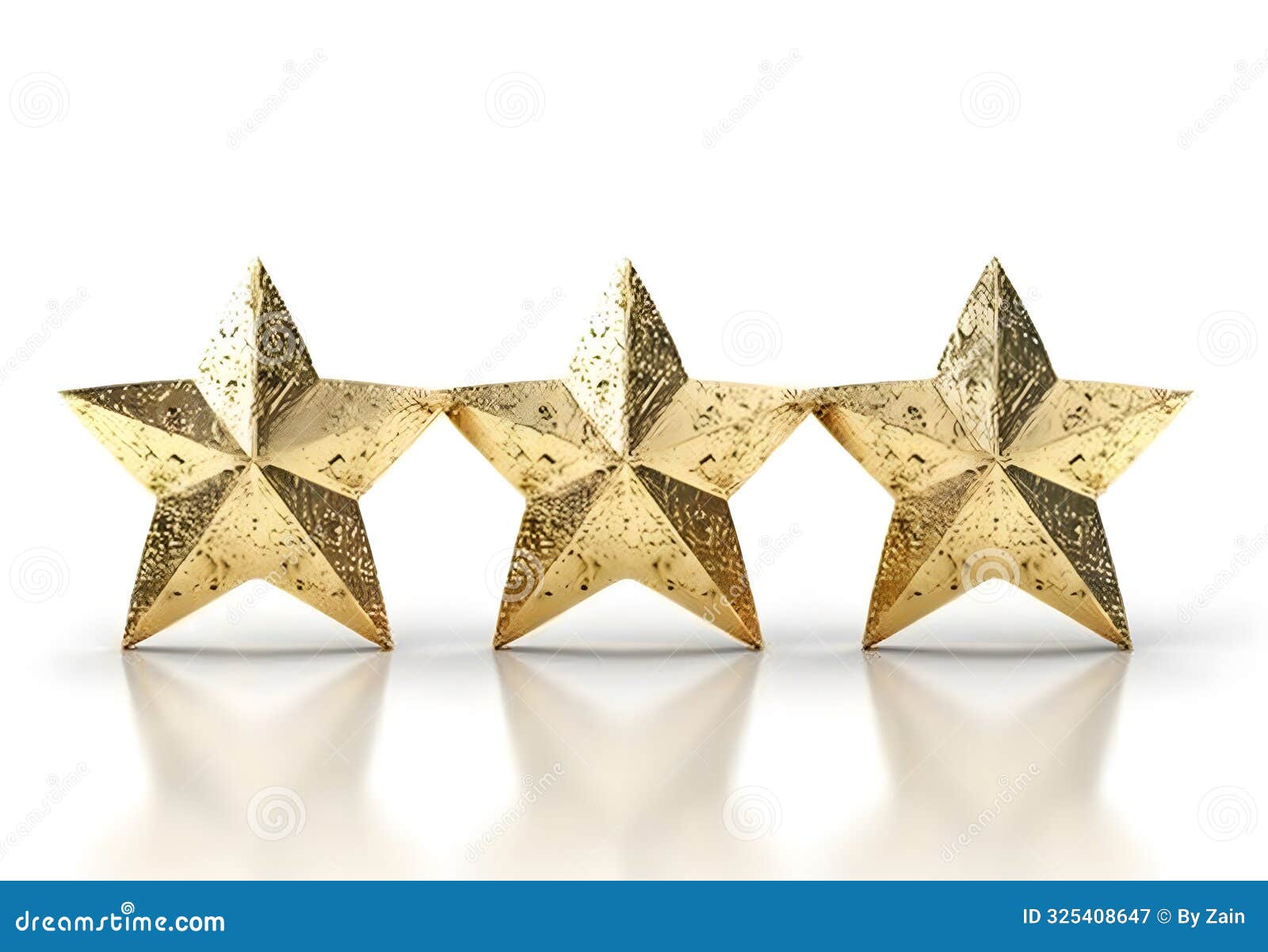 Golden Metallic Stars on White Background Elegance Concept Stock ...