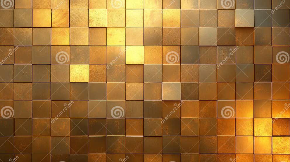 Golden Metallic Tile Pattern with Reflective Surface Stock Illustration ...